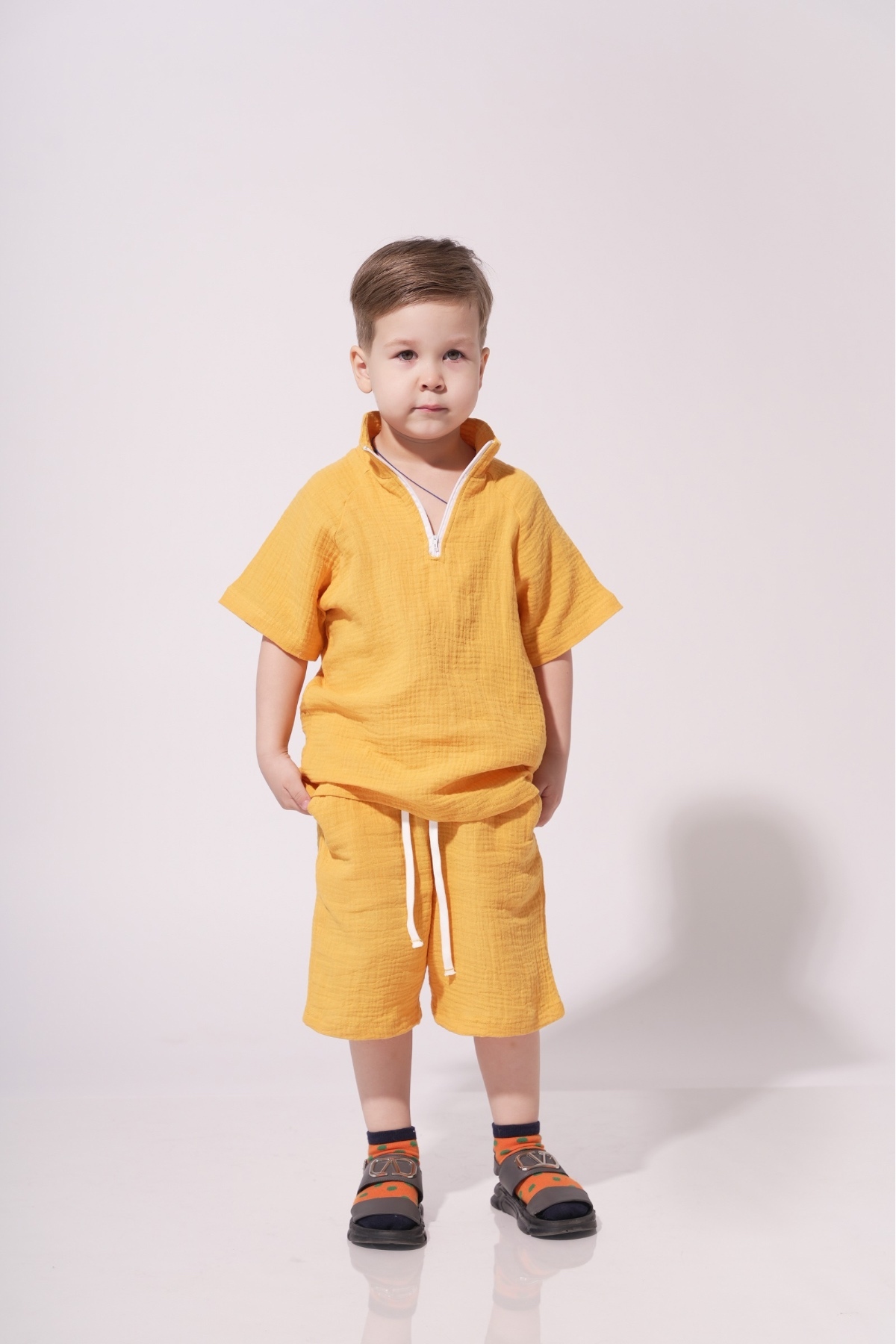 MODJEANS Set elegant din doua piese MODJEANS, bumbac, galben, pentru ...