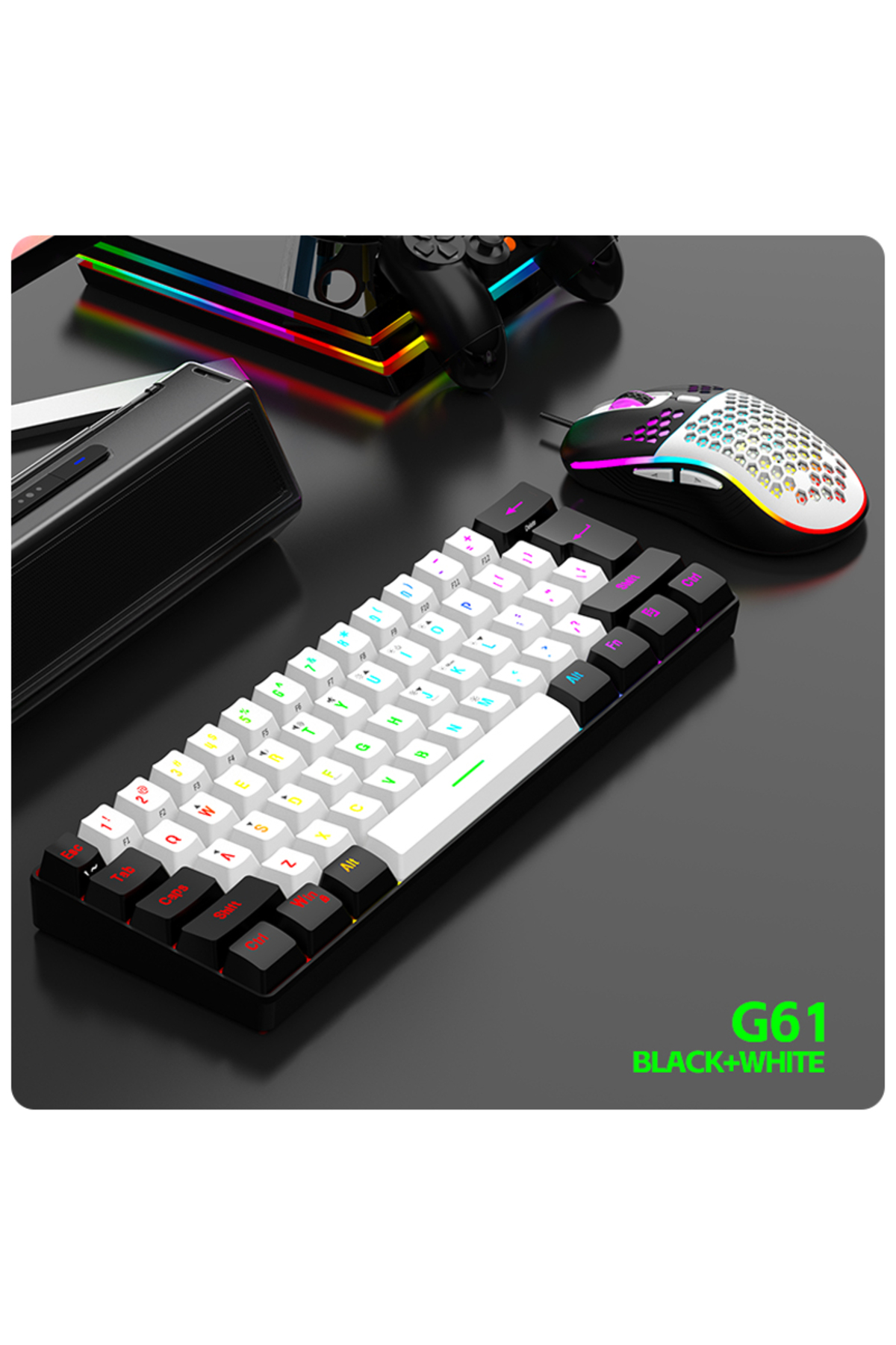 Choice G61-WB-T 60% wired gaming keyboard, RGB backlight ultra compact ...