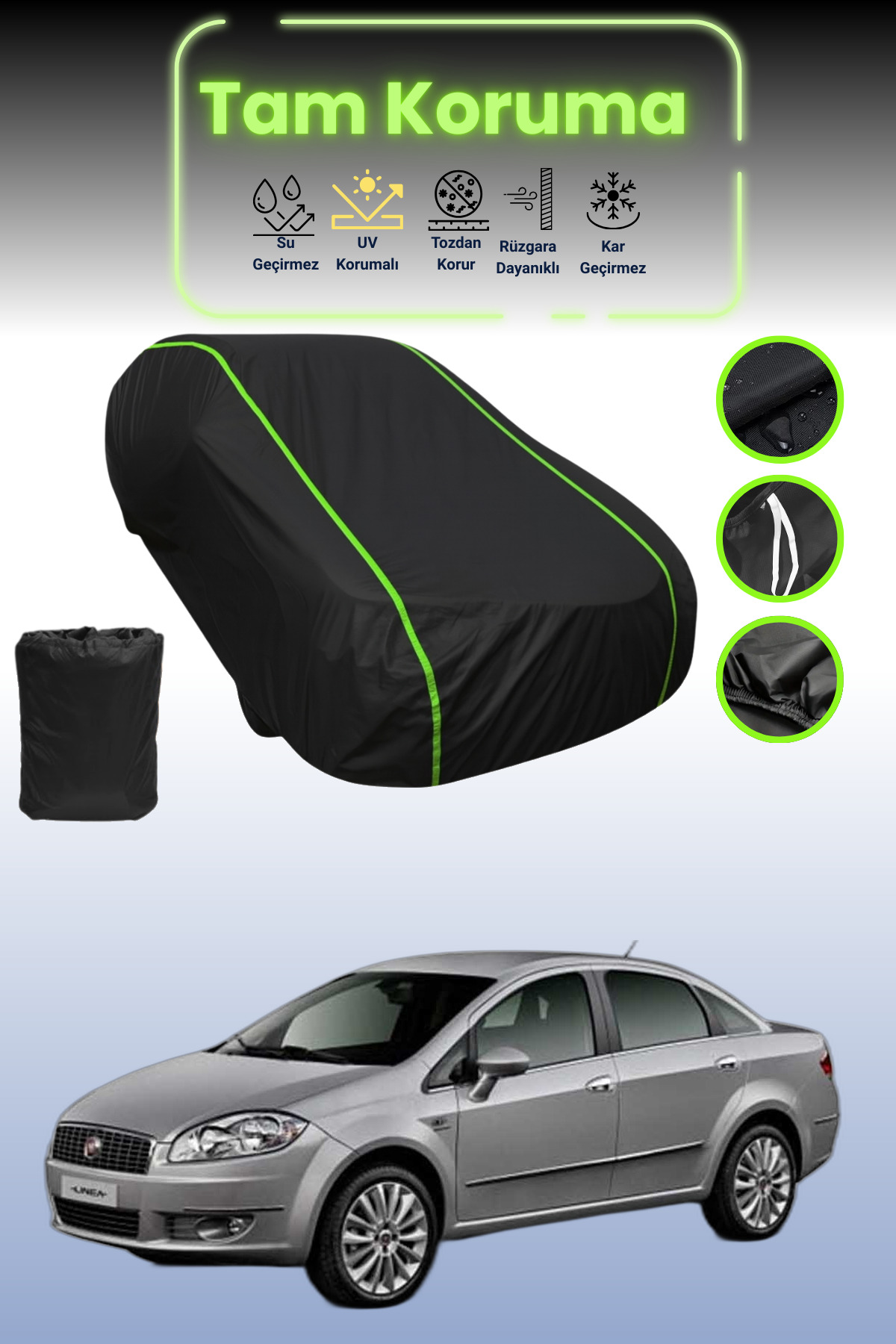 Dokaca Neo Siyah Neon Fitilli Fiat Linea Sedan Uyumlu Oto Branda Araba ...