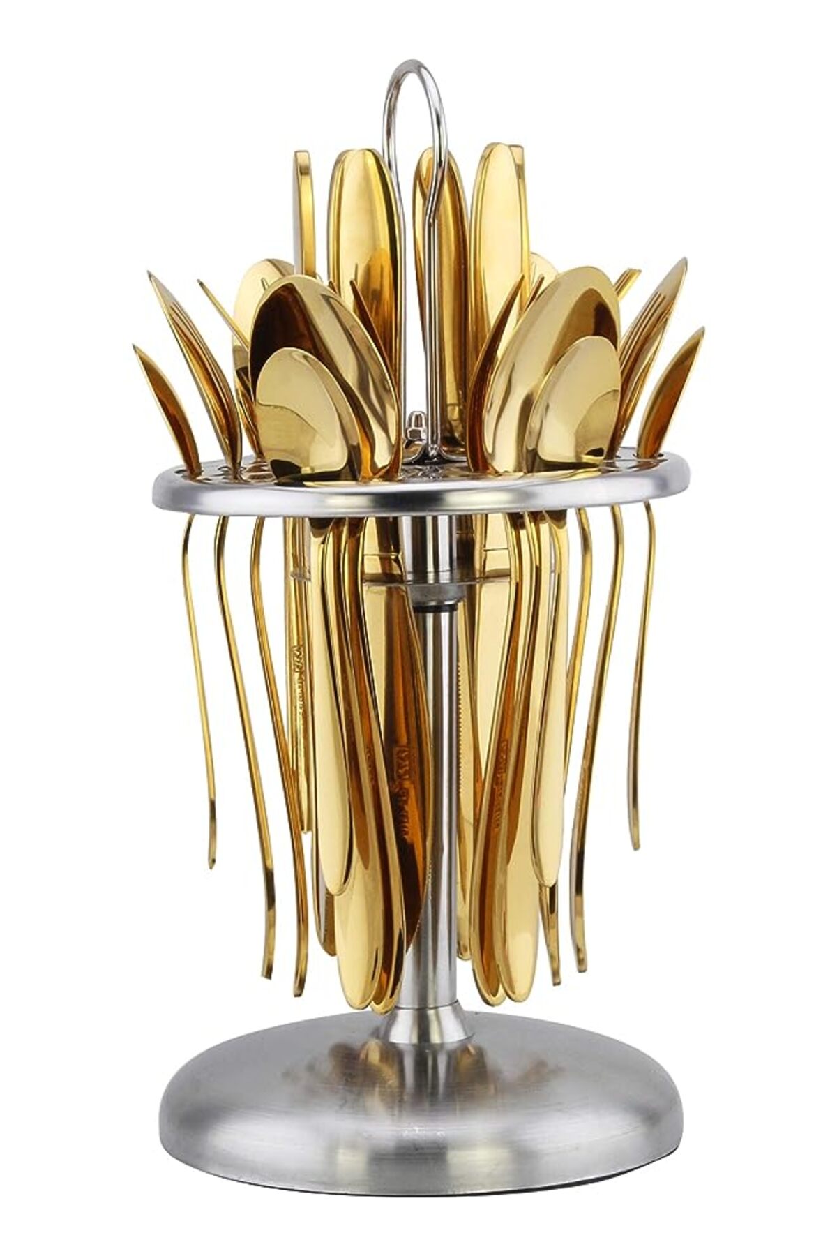 BERGER 24 Piece Silverware Flatware Cutlery Set with Round Stand ...