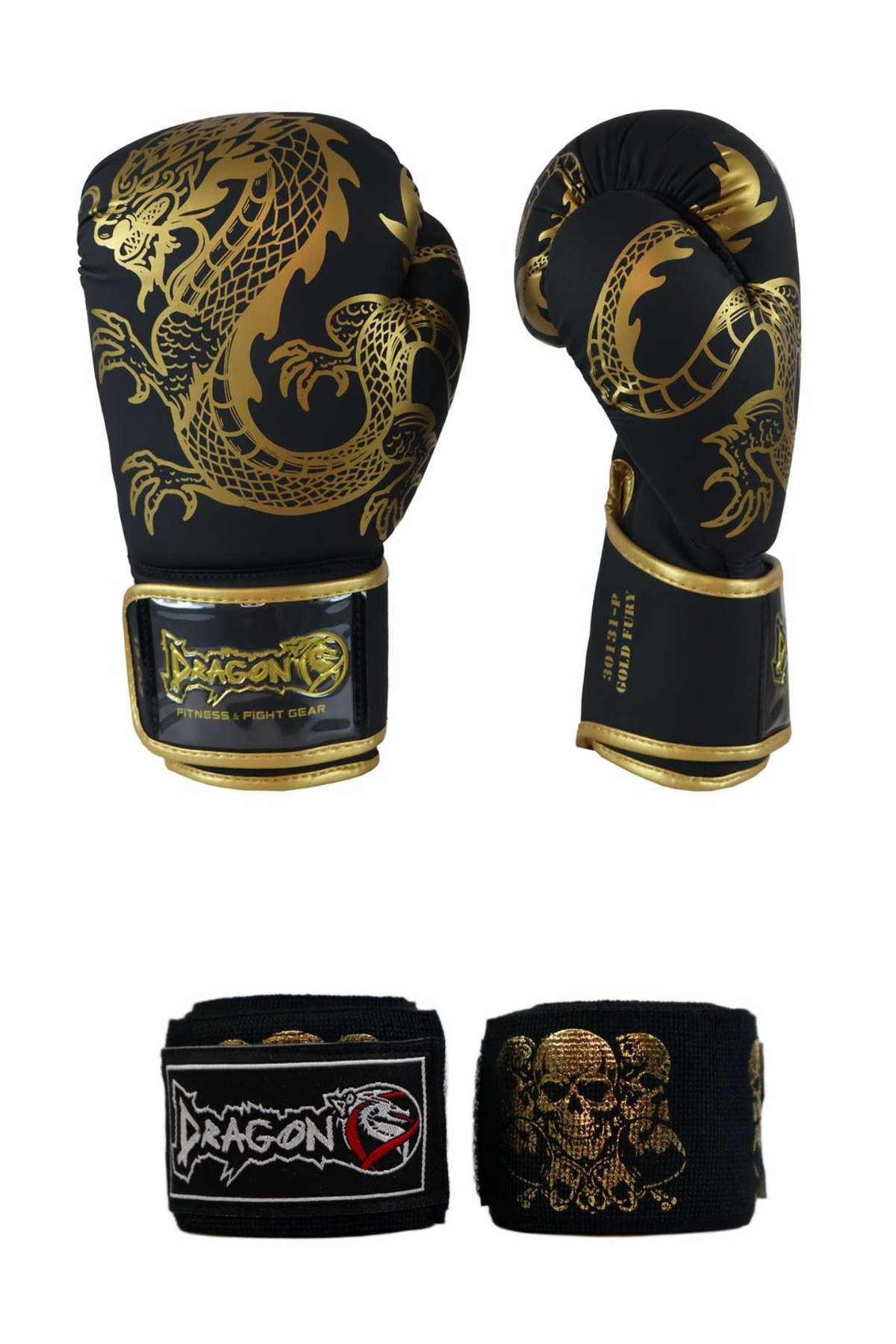 Dragondo Gold Fury Boks Eldiveni Muay Thai Eldiveni ve Skull Gold 3,5 ...