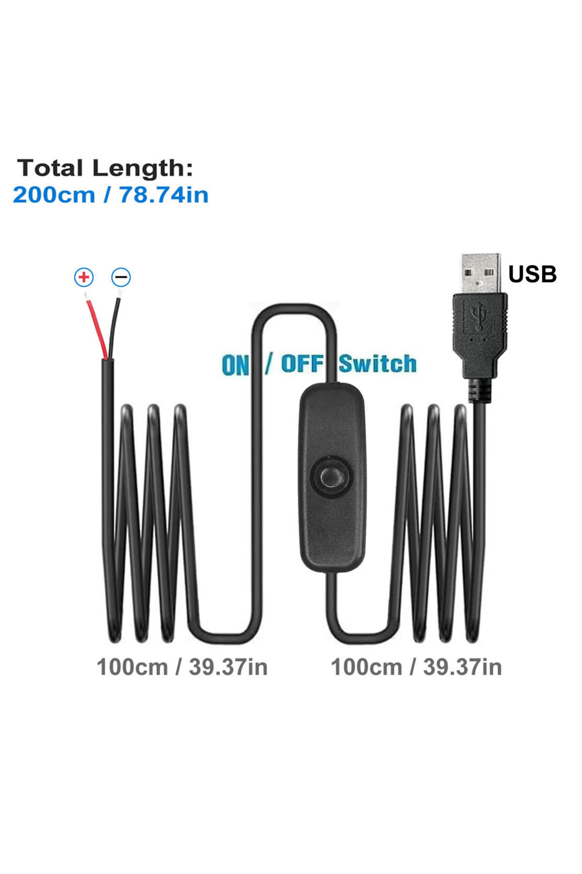 Choice USB to 2pin - 2m 2M DC 2-pin USB Cable with ON/Off Switch Type C ...