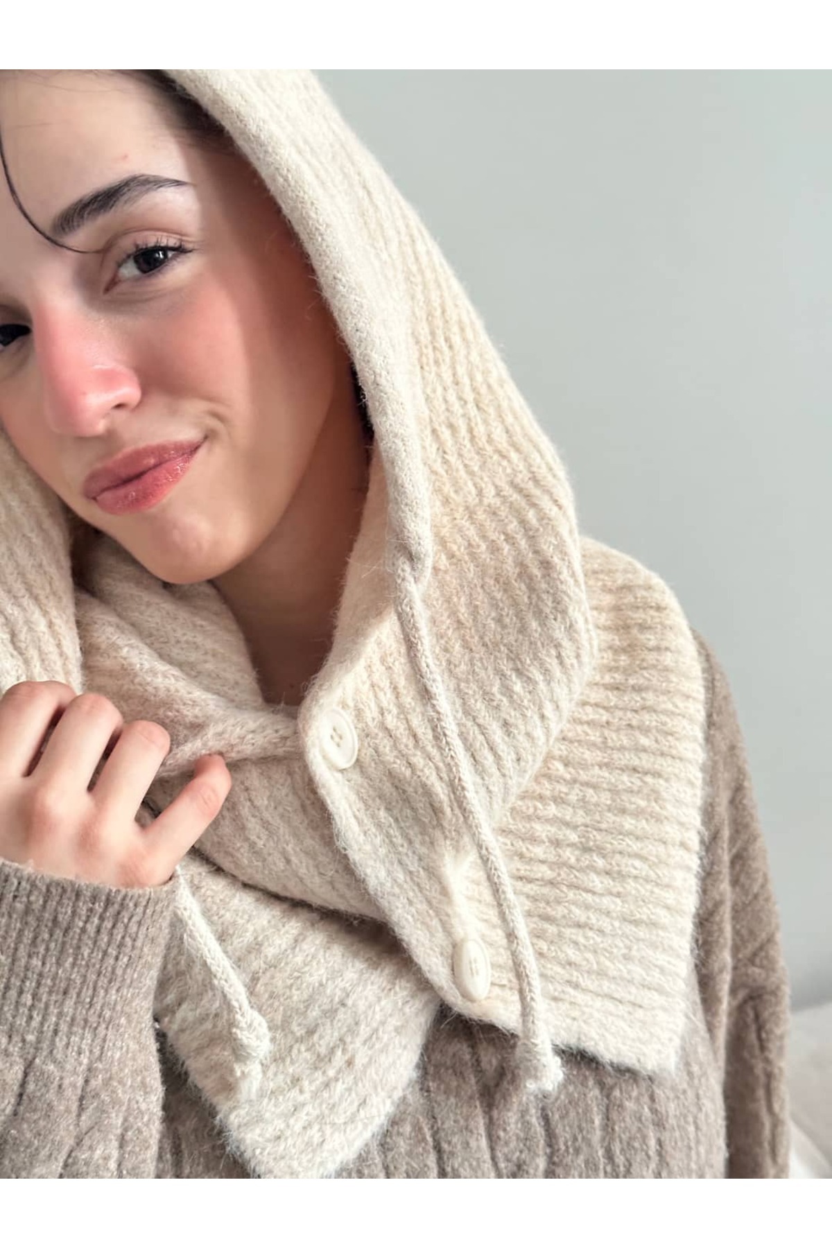 venti design studio Düğmeli Yün Kadın Balaklava - Fiyatı, Yorumları