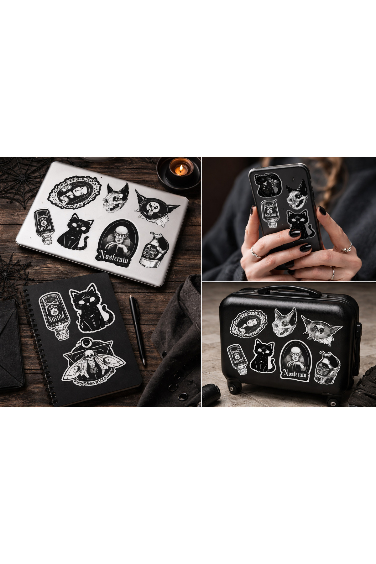 Limitless Design Gotik Dark Art Sticker Seti – Kedi, Kurukafa ...