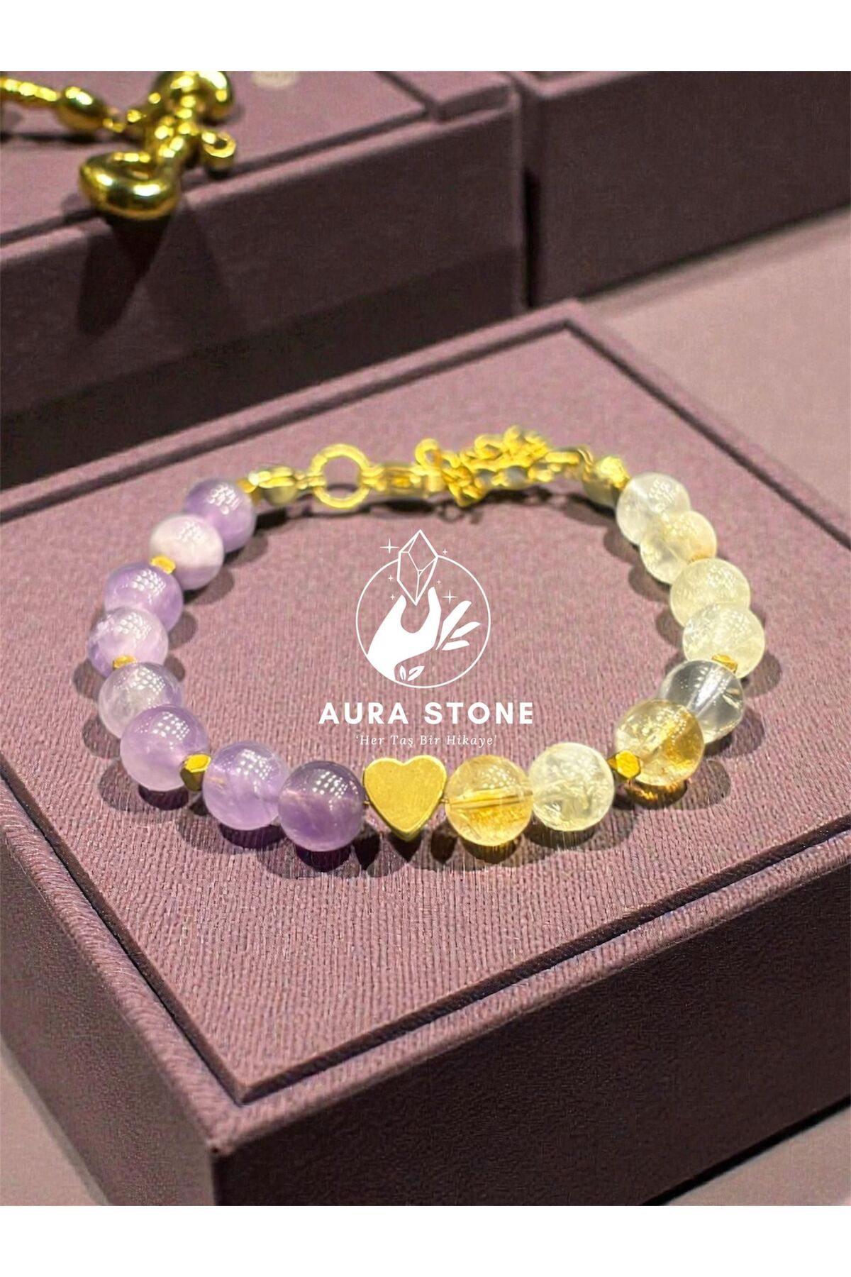 AURA STONE AuraStone Aura Flow Ametist & Sitrin Çelik Aparatlı Doğal ...