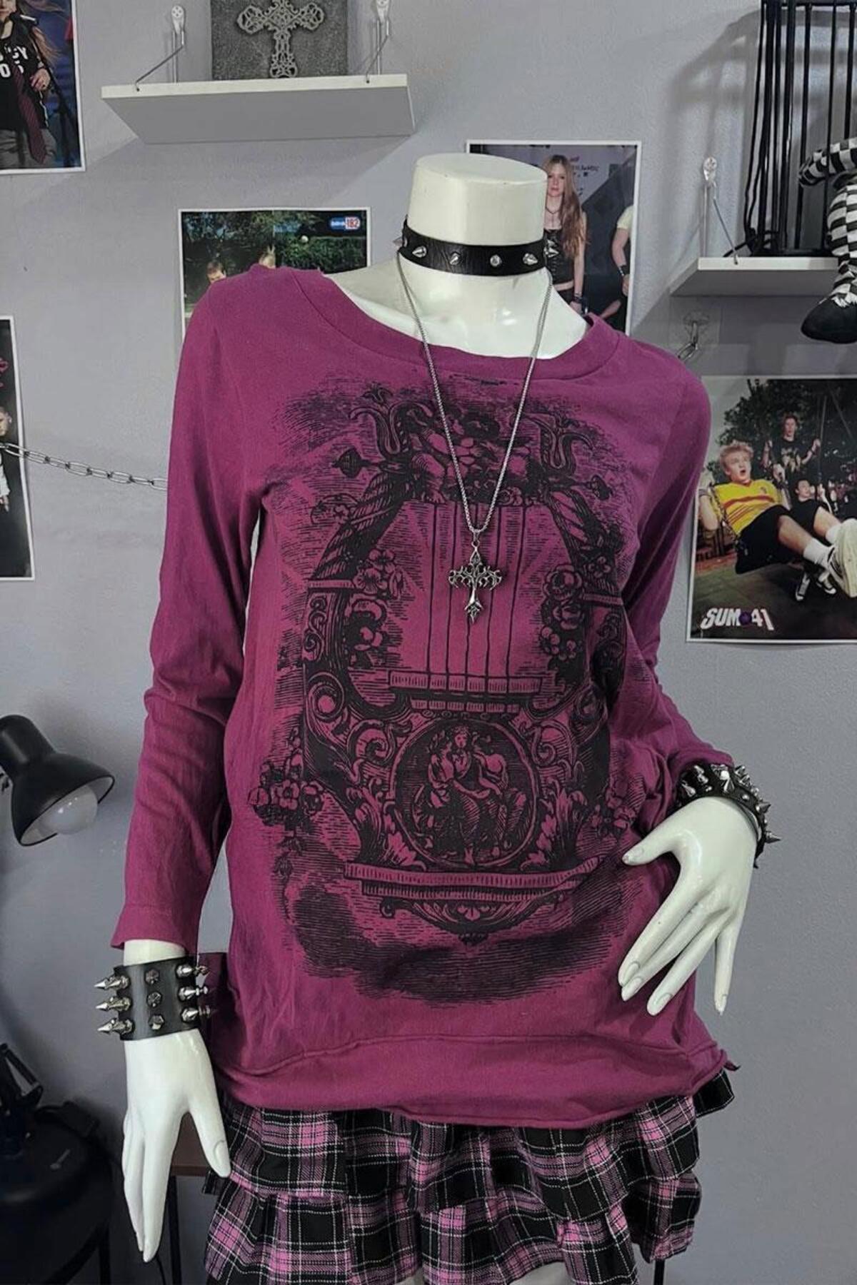 İsra Ayyıldız Moonstar Collection Gothic Lir Design Mürdüm Uzun Kollu ...