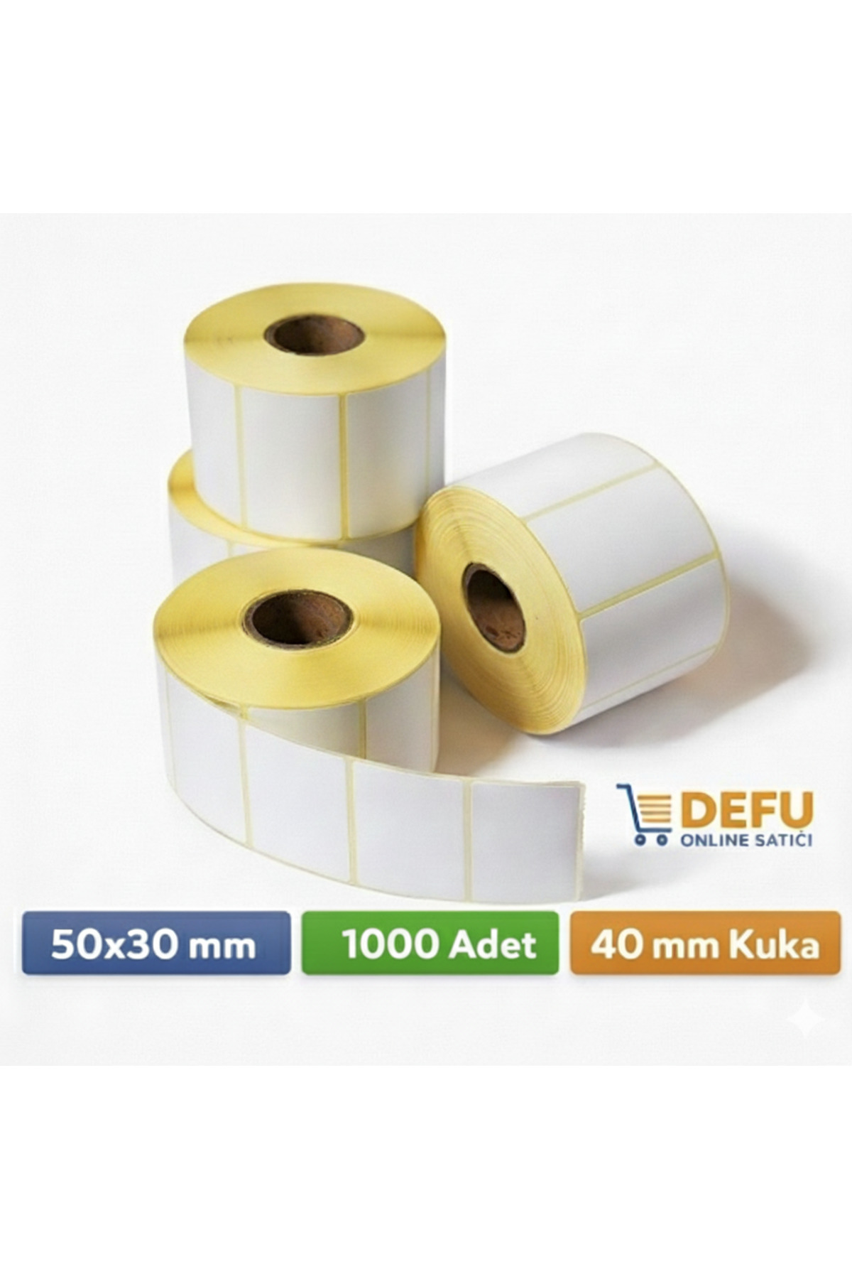 DEFU 50x30 Termal Yazıcı Etiketi 1000 adet - Fiyatı, Yorumları