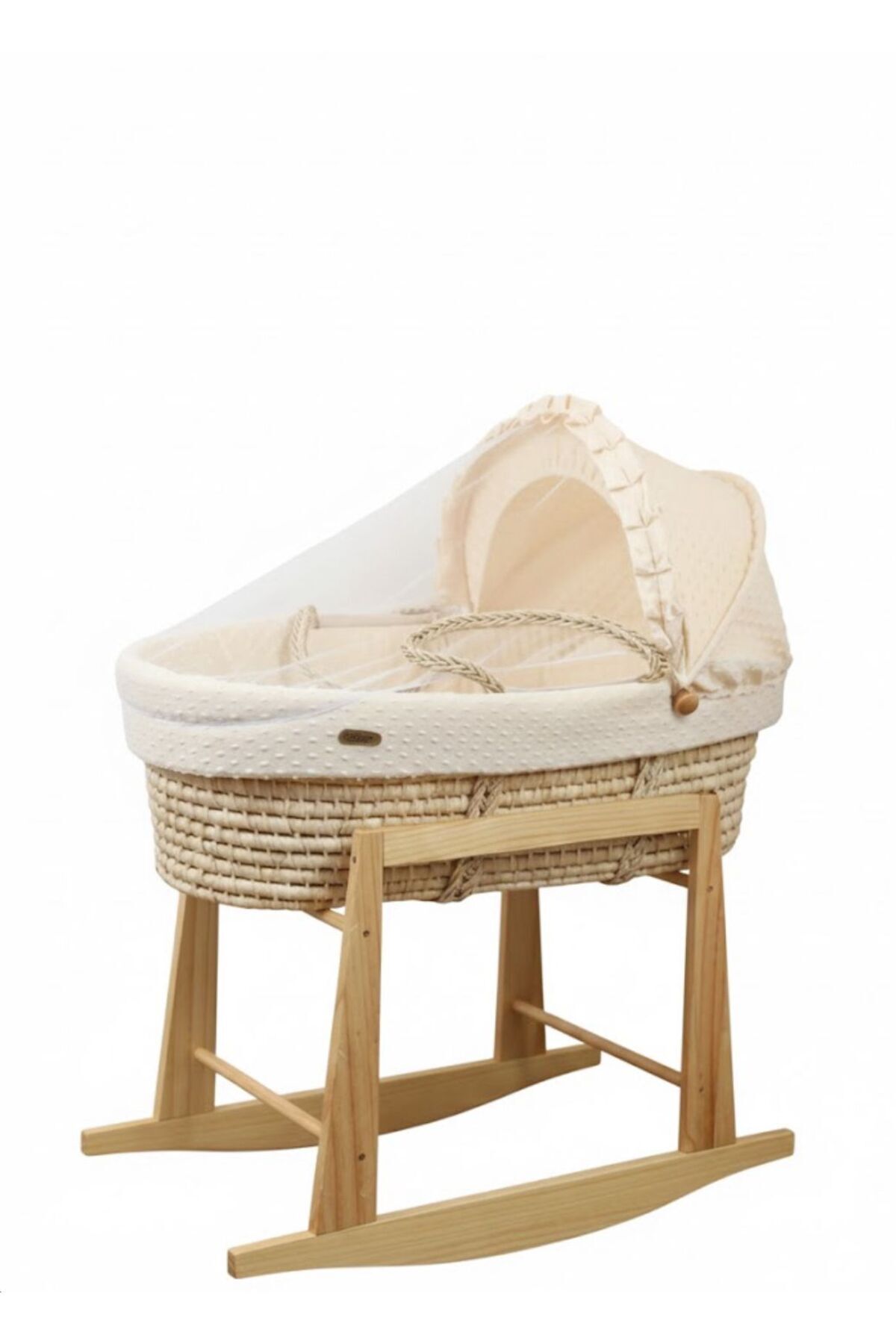 ZEE STAR Baby cot Moses basket with rocking stand, beige- Trendyol