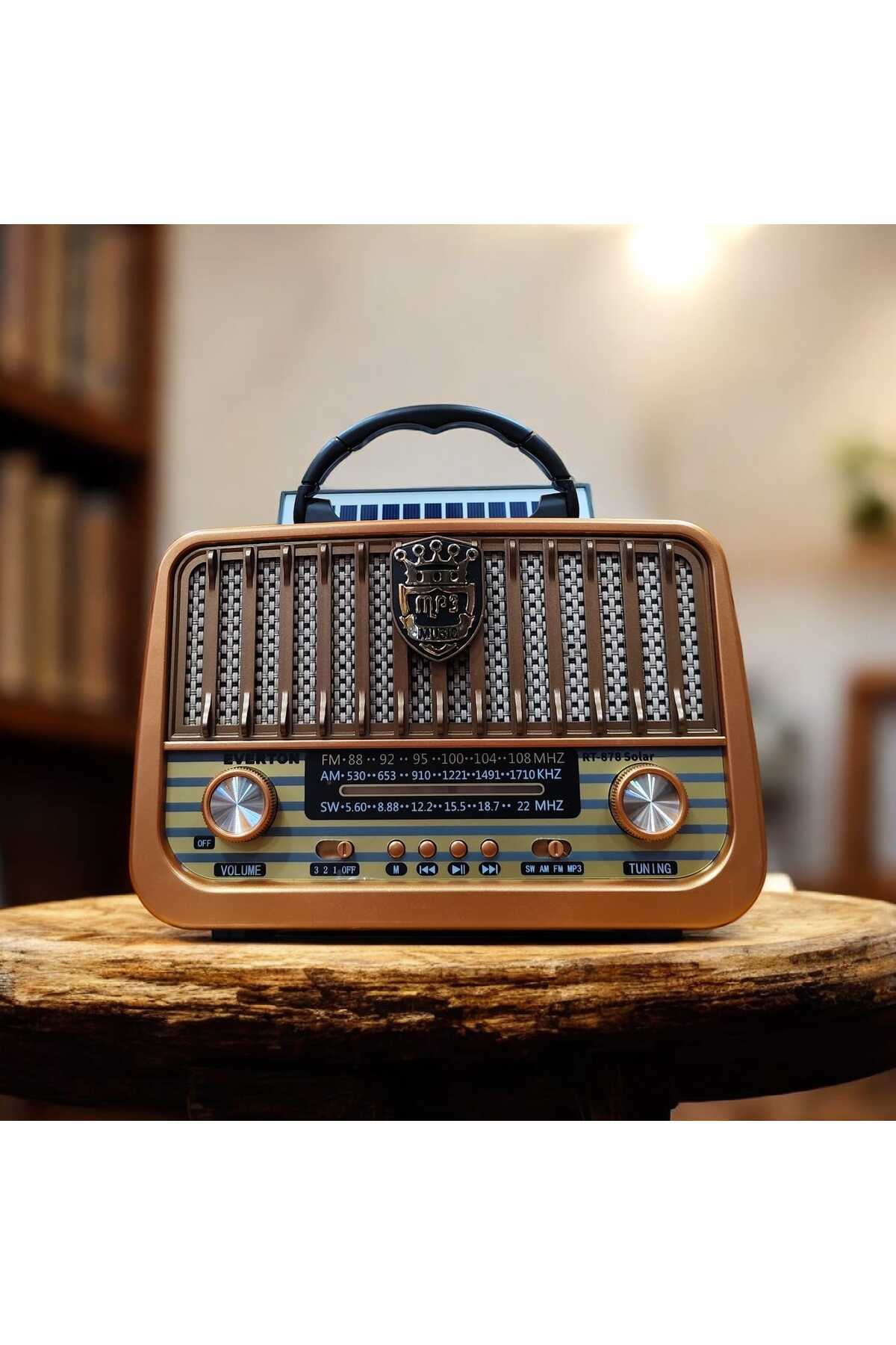 Everton Solar ahsap görünümlü Usb/bt/fm Nostajik Radyo Fenerli Müzik ...