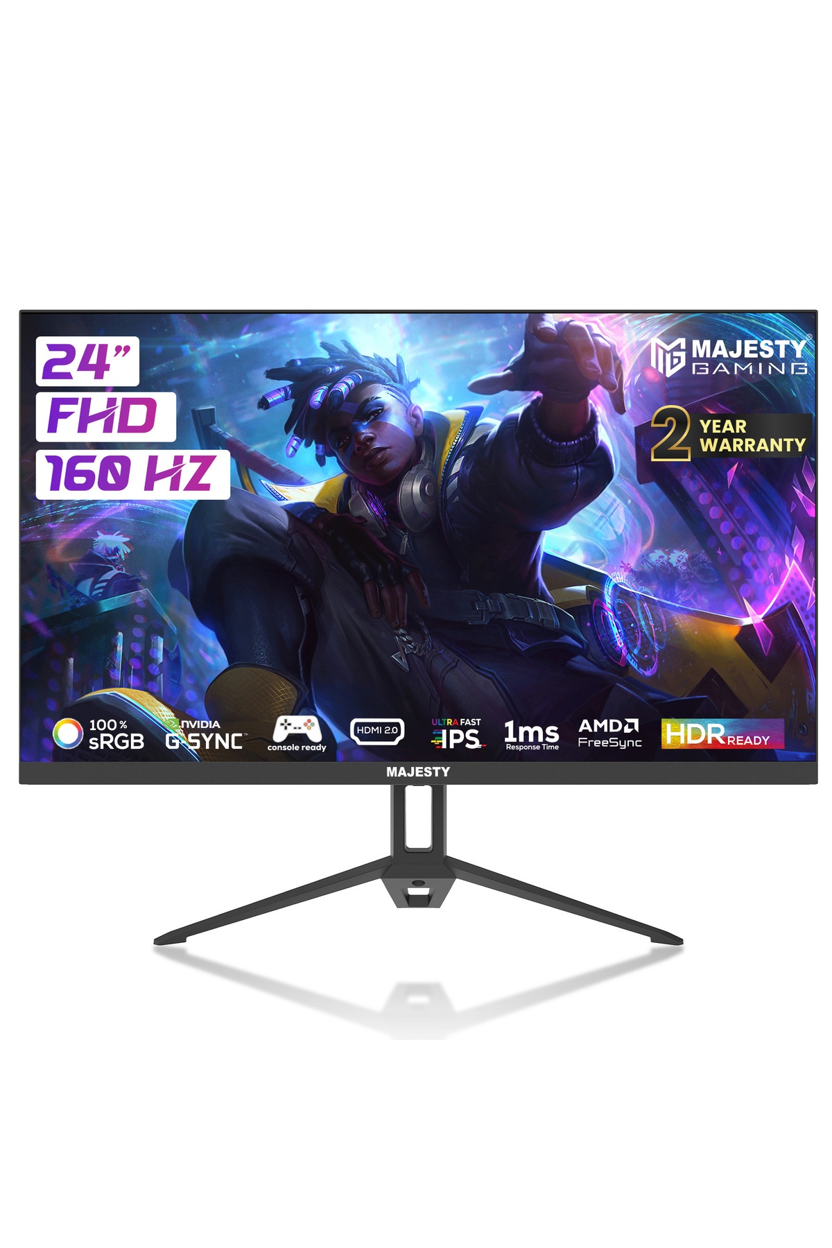 majesty 24" FHD Gaming Monitor | 160Hz | 1ms | G-SYNC | HDR | 100% sRGB ...