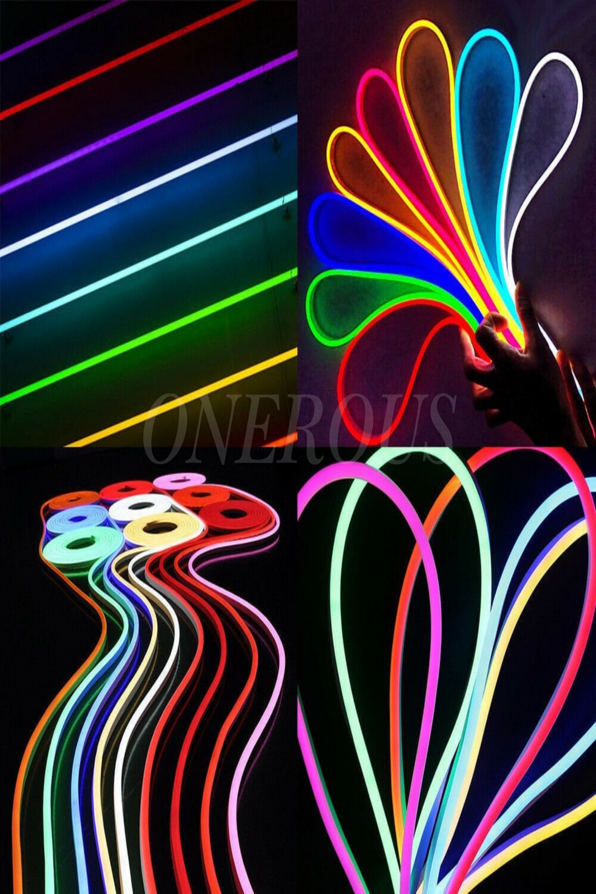 Onerous RGB Neon 20 metre Şerit Led Seti - 12V Kumandalı 16 Renkli ...