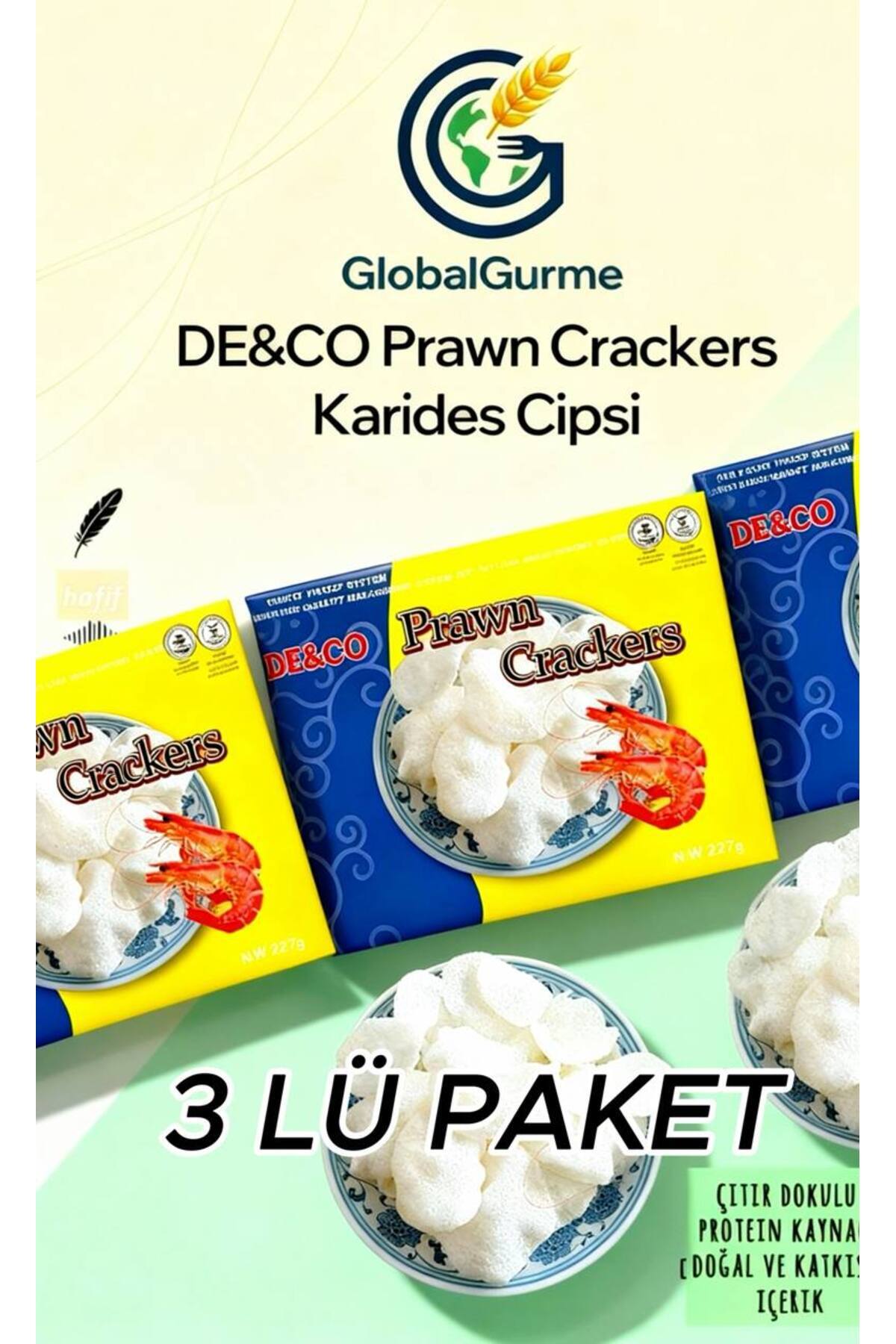 DECO Beyaz Karides Cipsi Beyaz 227 g x 3 Adet -GLOBAL GURME- - Fiyatı ...