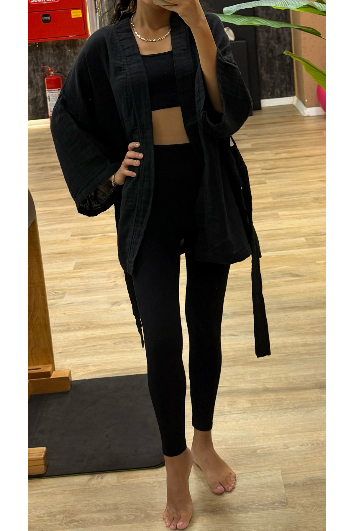 Gabi Gabrielle Atera Pamuk Müslin Uzun Kollu Bağlamalı Salaş Kimono ...