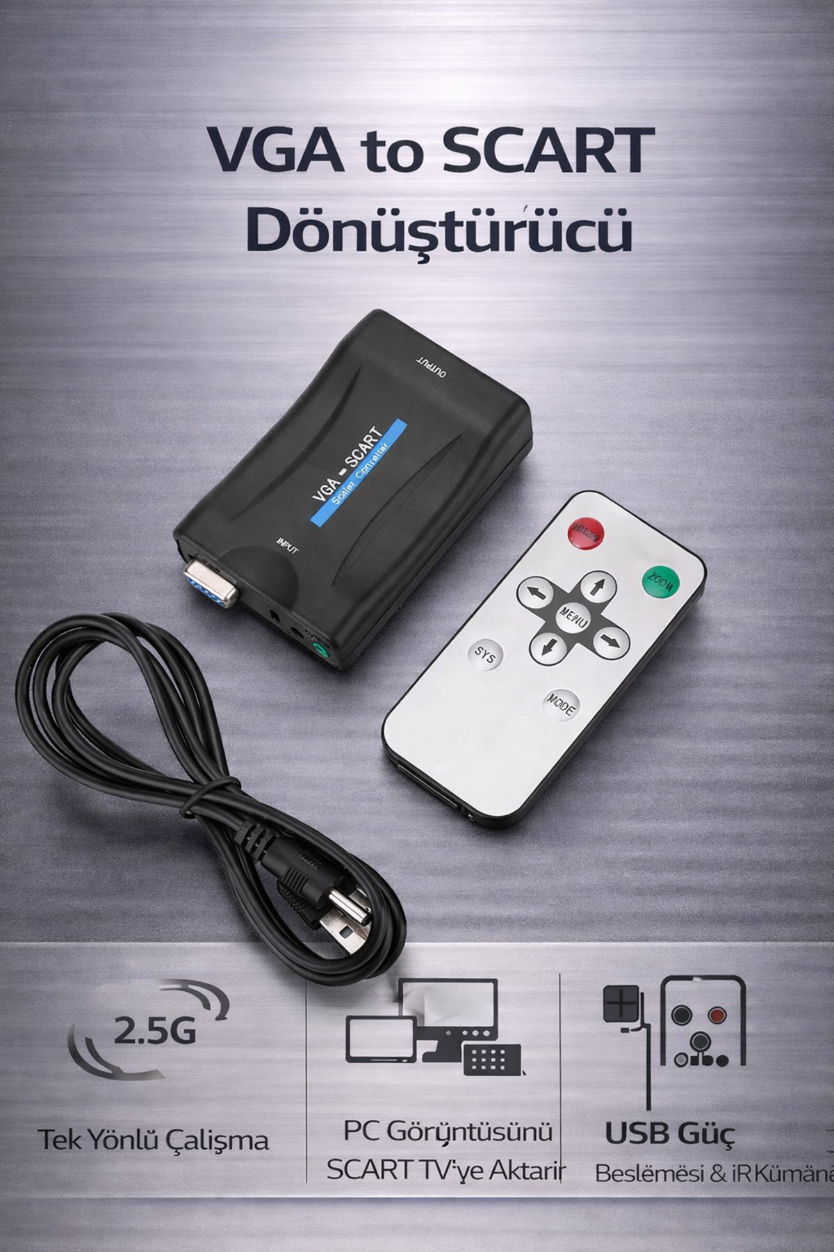 Coverzone VGA to SCART Dönüştürücü Scaler Kutusu PC Laptop TV Aktarma 3 ...
