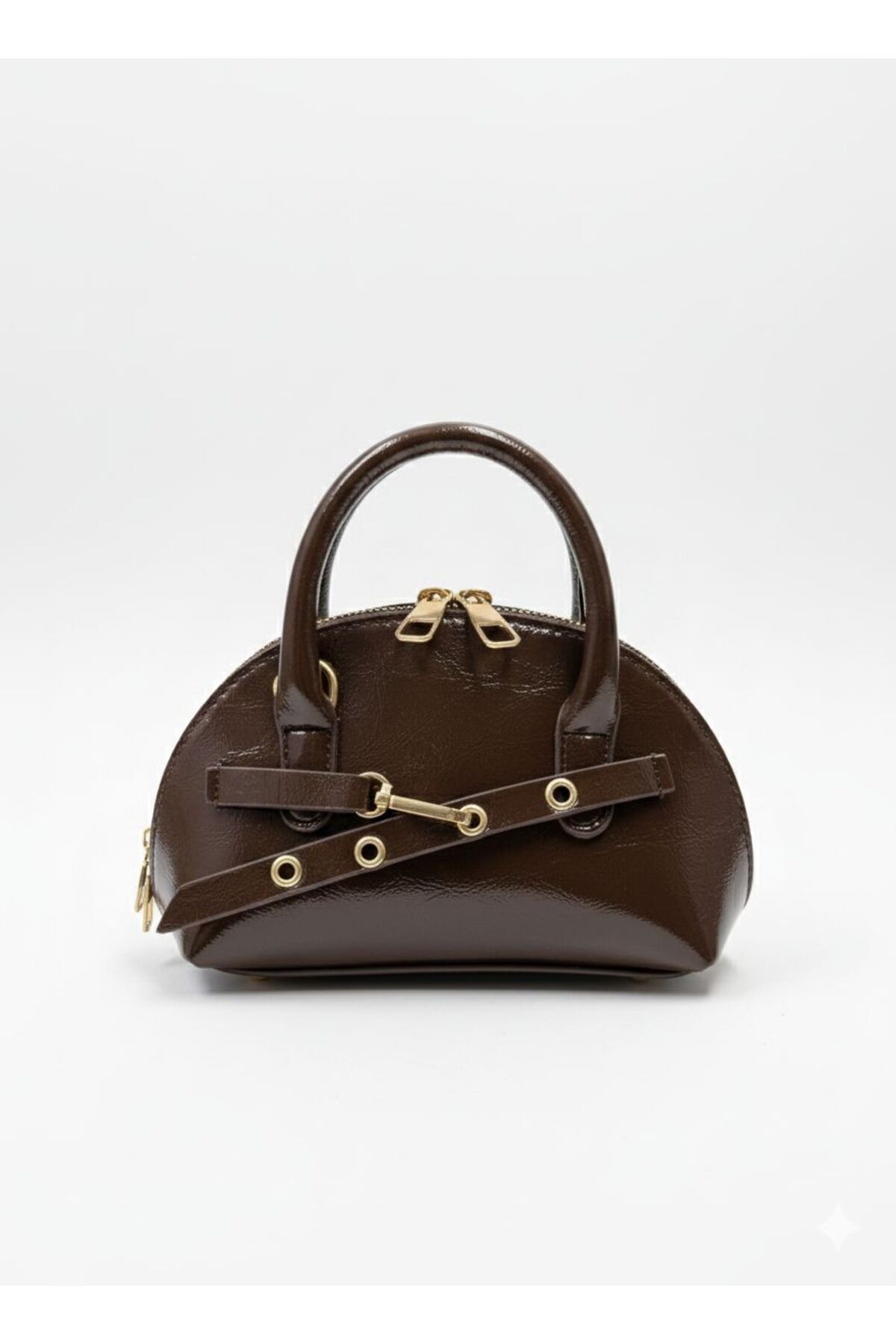 Zealous kahverengi fermuarlı oval mini el ve omuz çantası - Fiyatı ...