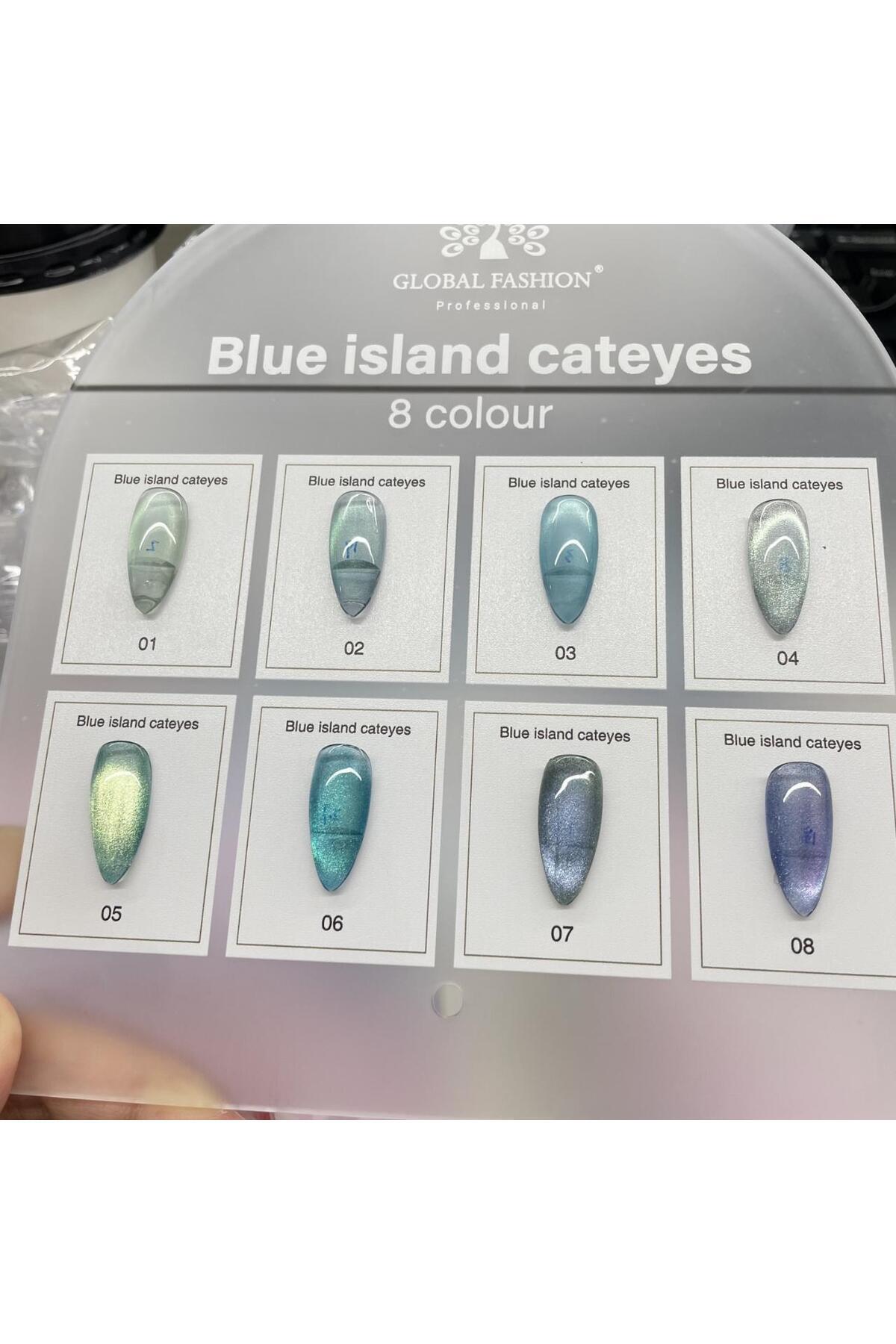 global fashion Cat eye semi-permanent nail polish, Blue Island 8 ml, 01 ...