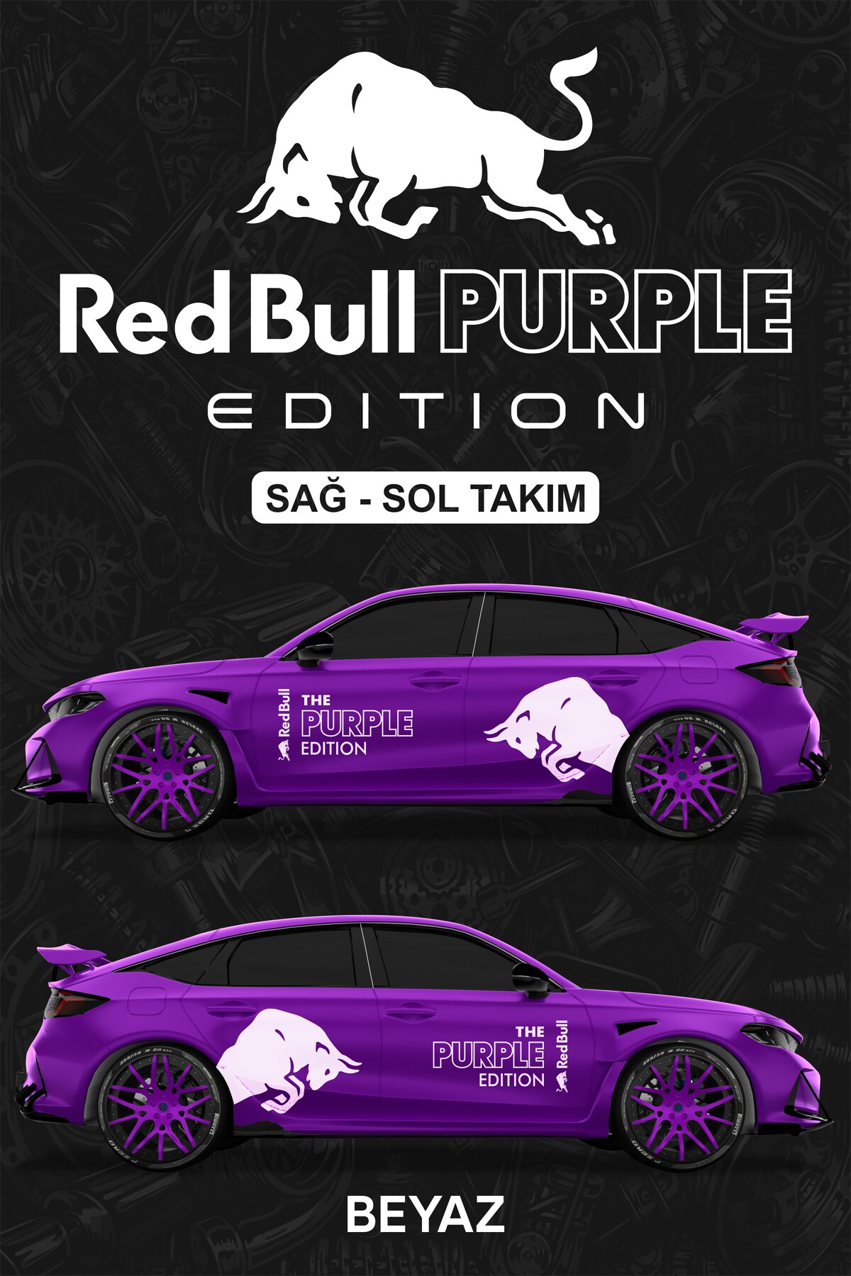 Stikacar RED BULL PURPLE EDITION STİCKER - Yan Gövde Kaplama Seti ...