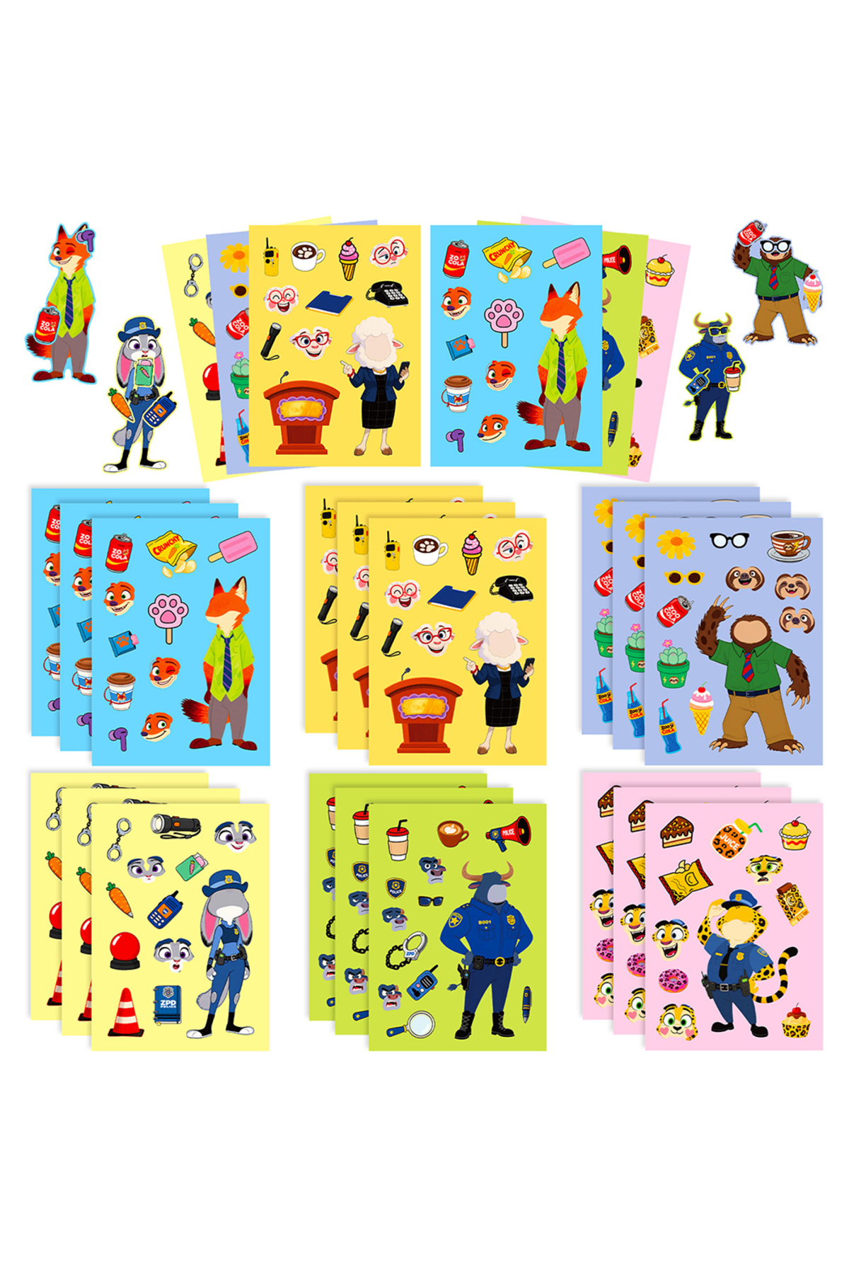 Choice 6SHEETS 6/12sheets Cute Disney Cartoon Zootopia Puzzle Stickers ...