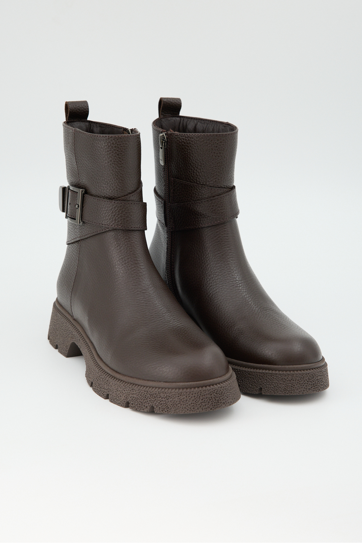 Jande Kadın Kahverengi Tokalı Kalın Taban Bot – Fermuarlı Günlük ve ...