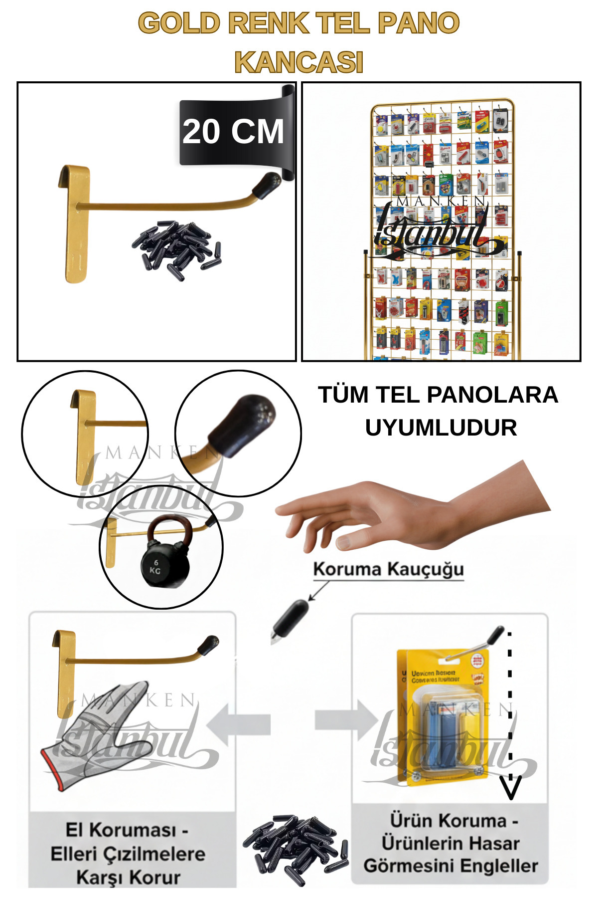 Manken İstanbul 10 Adet 20 Cm Delüx Koruma Kauçuklu Gold Tel Pano ...