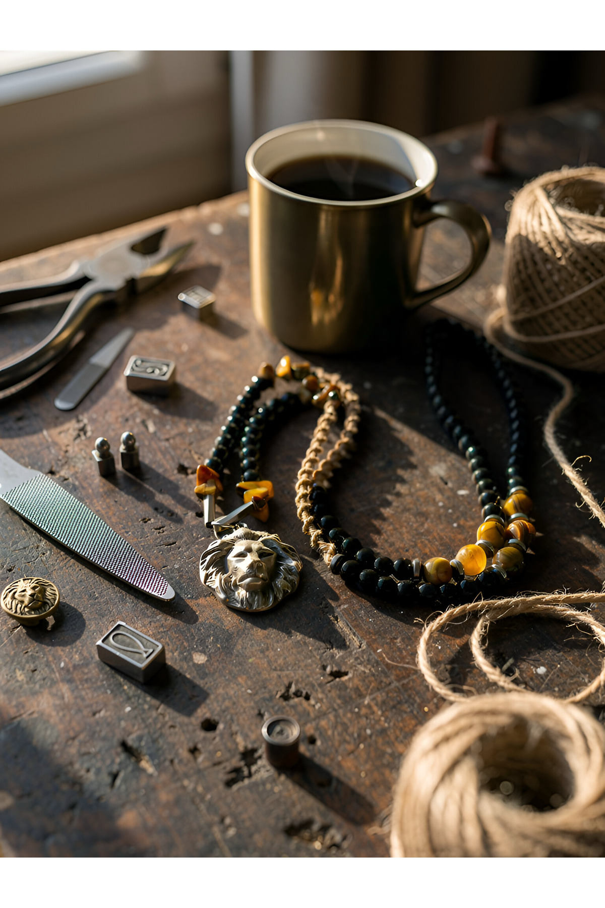 magıcgrange Kingdom Leon Tiger Eye Natural Stone Necklace | Hand ...