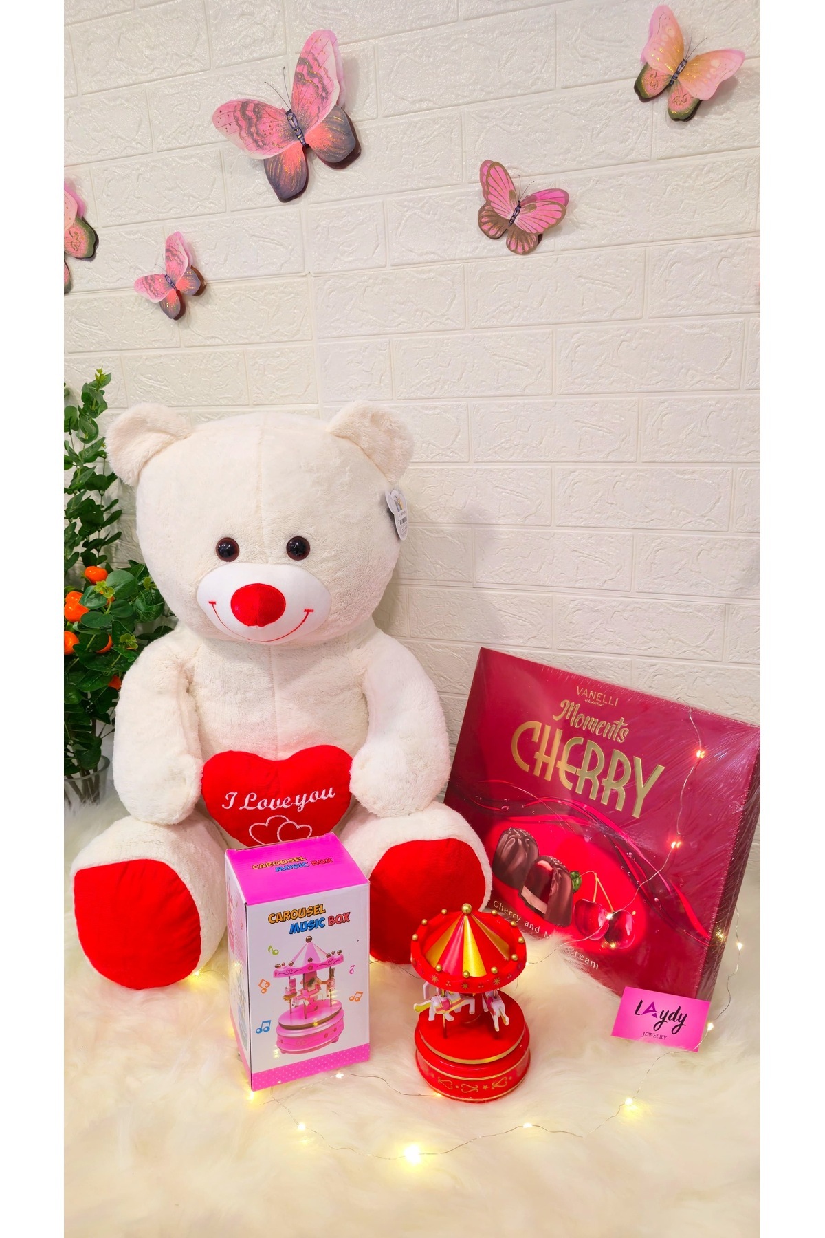 Laydy Collection 80 cm peluş ayı & tatlı set/I LOVE YOU ayıcık ...
