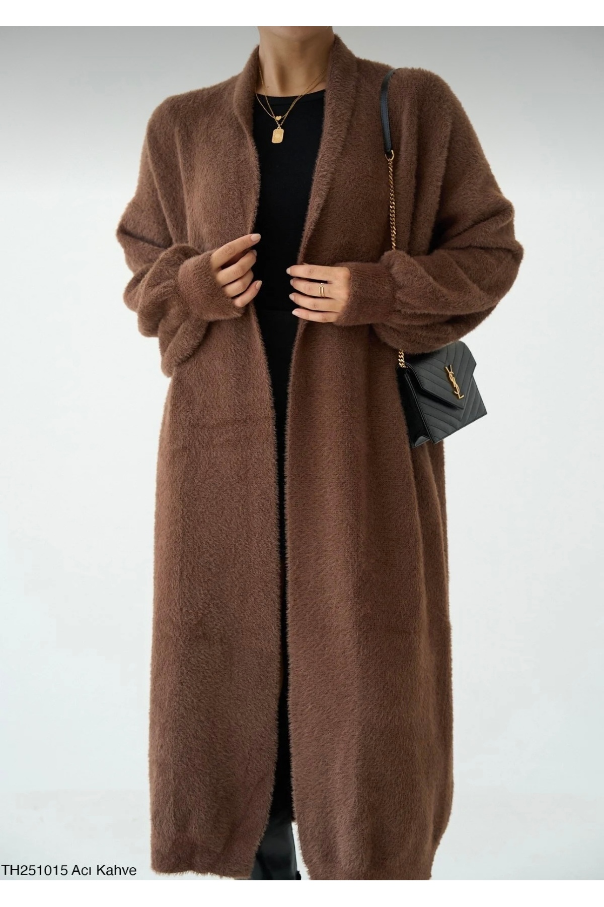 KEVRA Kadın Oversize Uzun Yumoş Hırka - Acı Kahve - Fiyatı, Yorumları