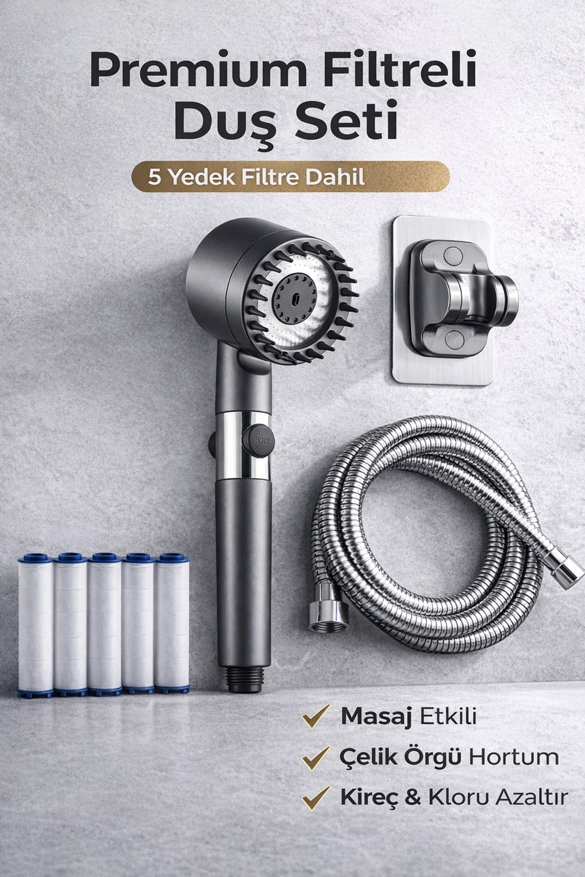 SUVİA Filtreli Duş Seti – Yüksek Basınç – Kireç & Klor Azaltıcı, Masaj ...