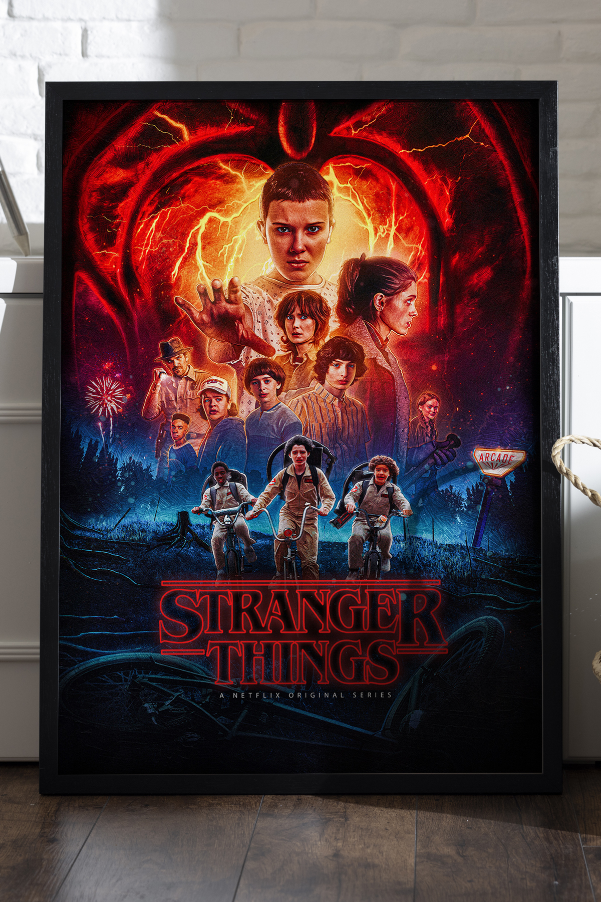 Duvarda Stranger Things Siyah Ahşap Çerçeveli Poster, Dizi Duvar ...