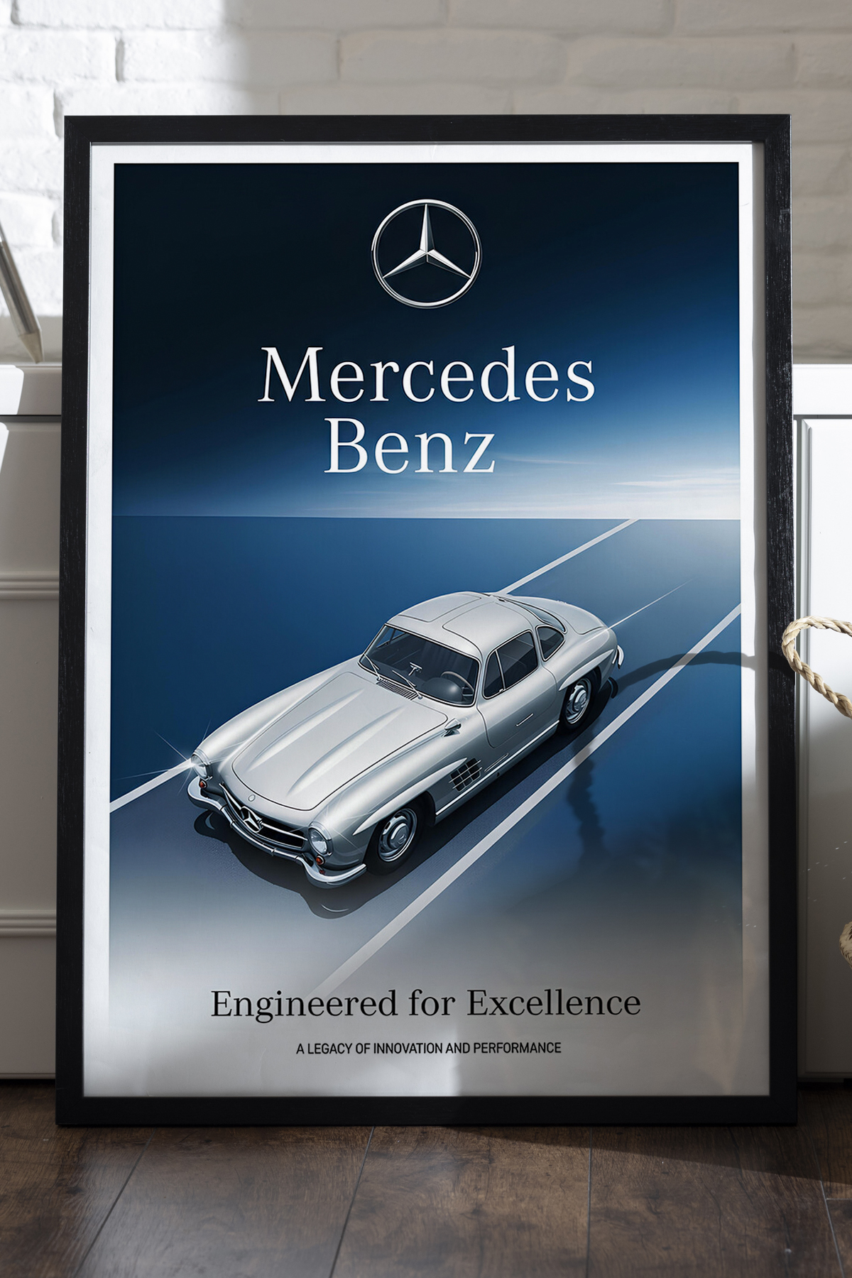 Duvarda Mercedes Benz Siyah Ahşap Çerçeveli Poster, Dekoratif Araba ...