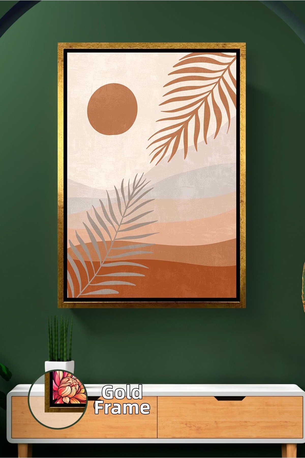 KOSS Dijital Pictură pe pânză înrămată cu frunze de palmier boho și ...