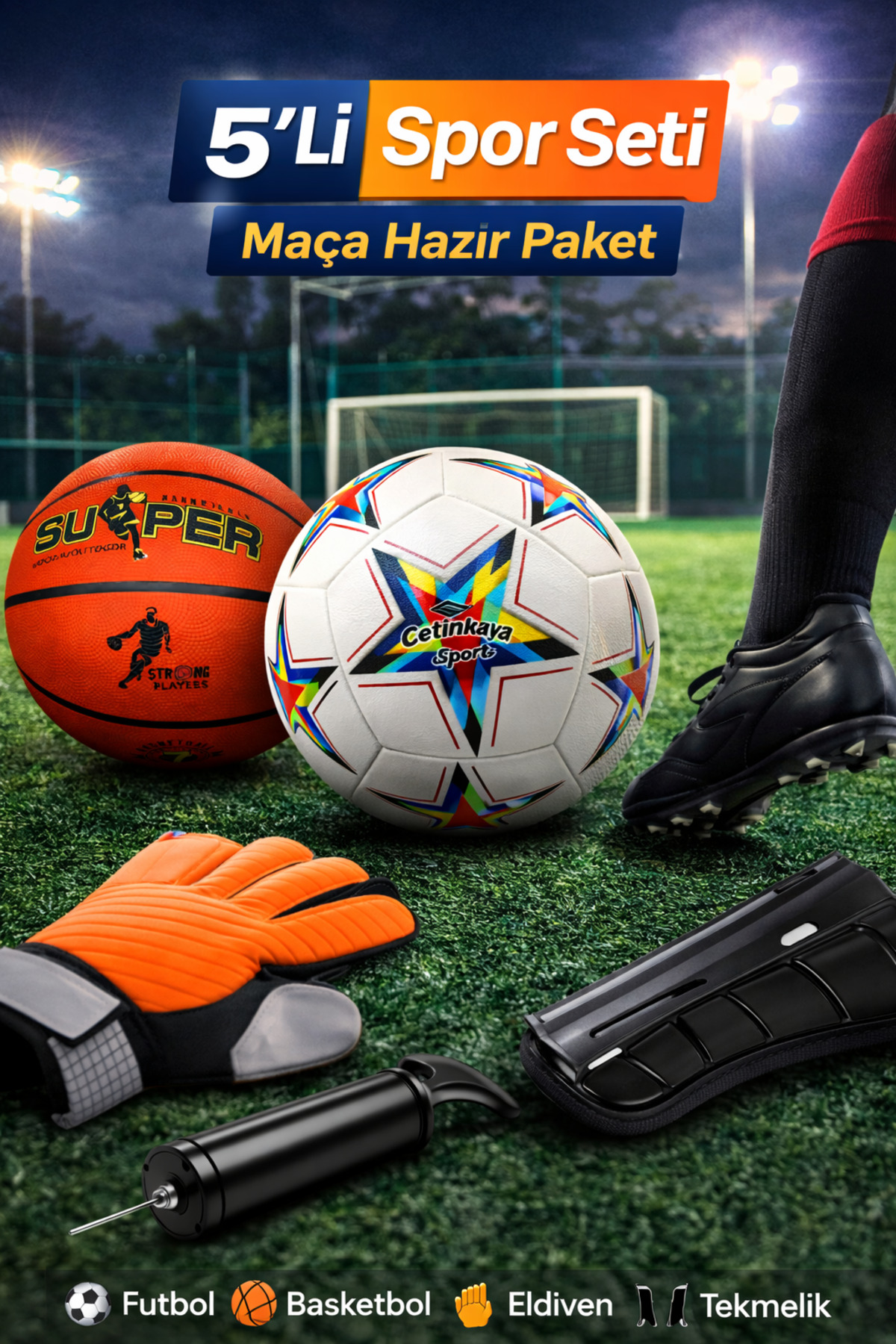 Canland Futbol & Basketbol Topu Seti + Eldiven, Tekmelik ve Pompa | 5 ...