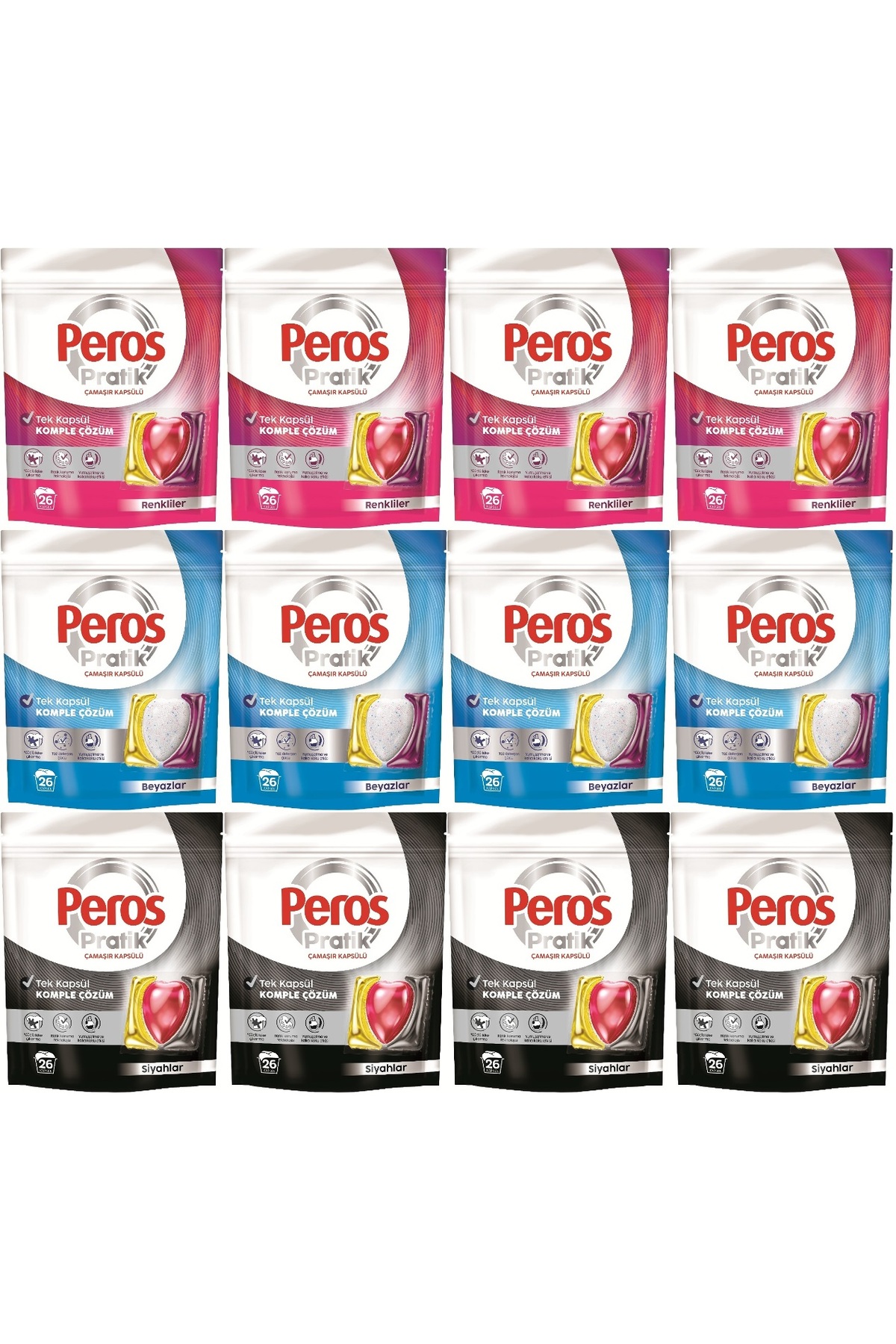 Peros Pratik Matik Çamaşır Deterjanı Kapsülü - Tableti 312 Adet (12PK ...
