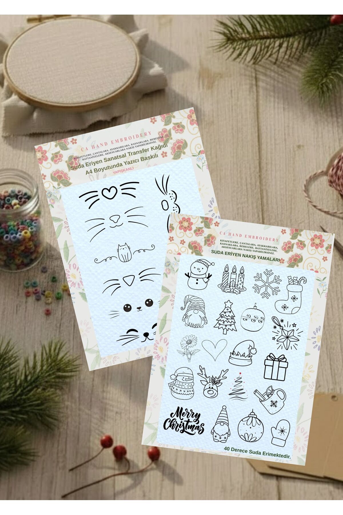 CA _hand_embroidery 2'li Suda Eriyen Çözünen Yapışkanlı Tela Nakış ...
