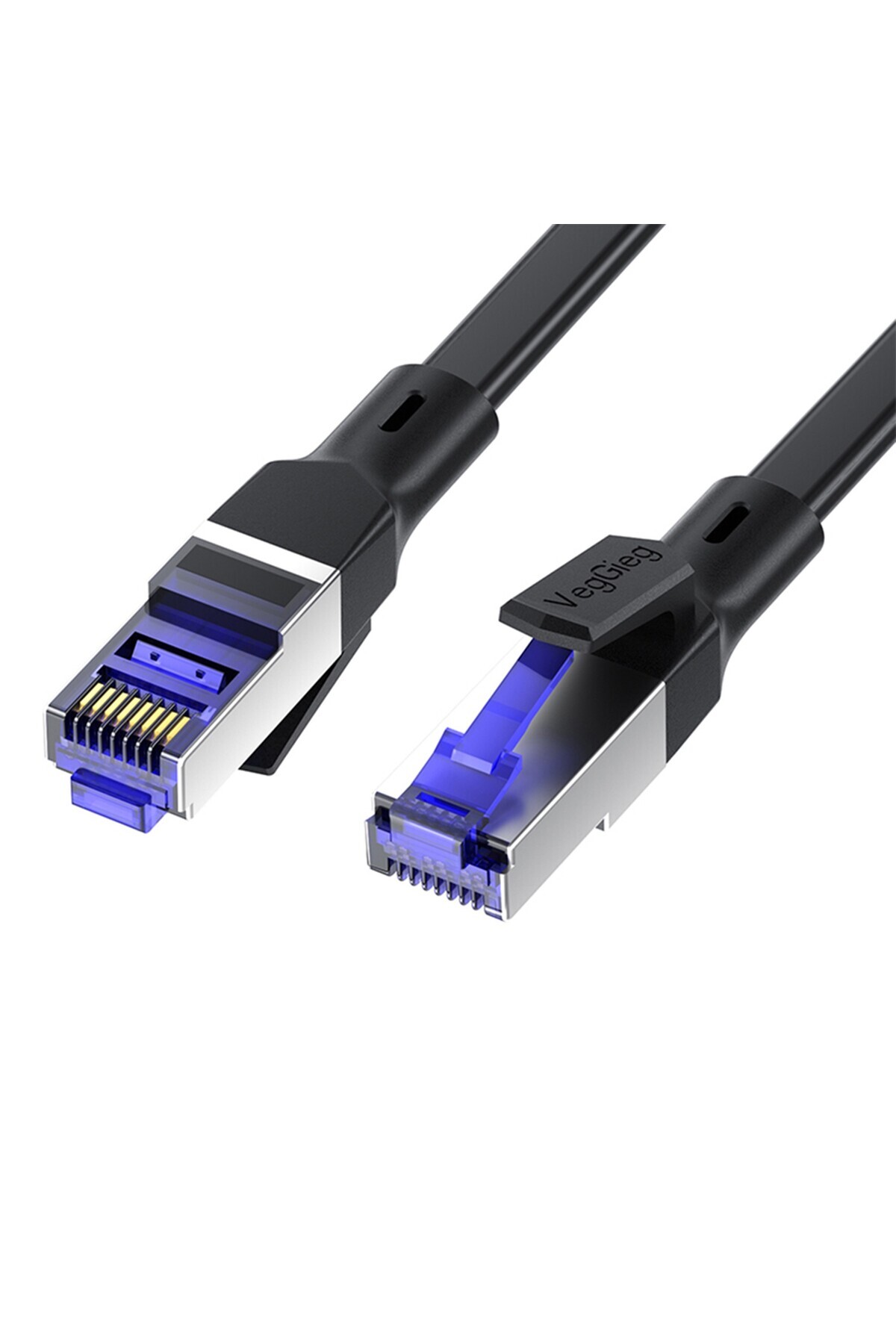 Veggieg Cat7 10Gbps Gigabit 600Mhz Ftp Rj45 Flat Ethernet Cable 2 ...