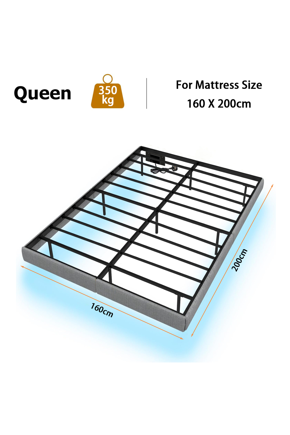 Yanara Floating Bed Frame with LED Lights & Charging Station, Grey ...