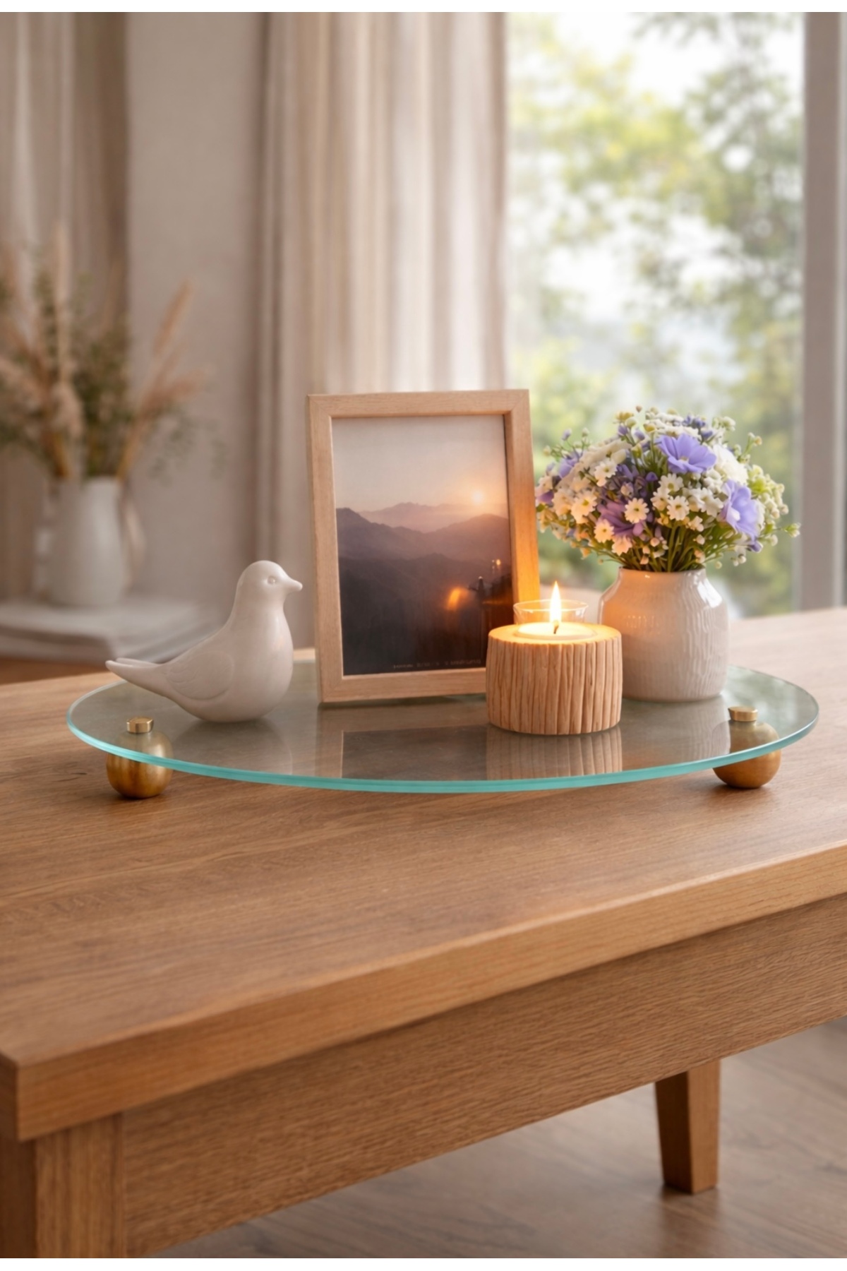 Egehome Sunumluk Ahşap Top Ayaklı Dekoratif Düzenleyici Stant Makyaj ...