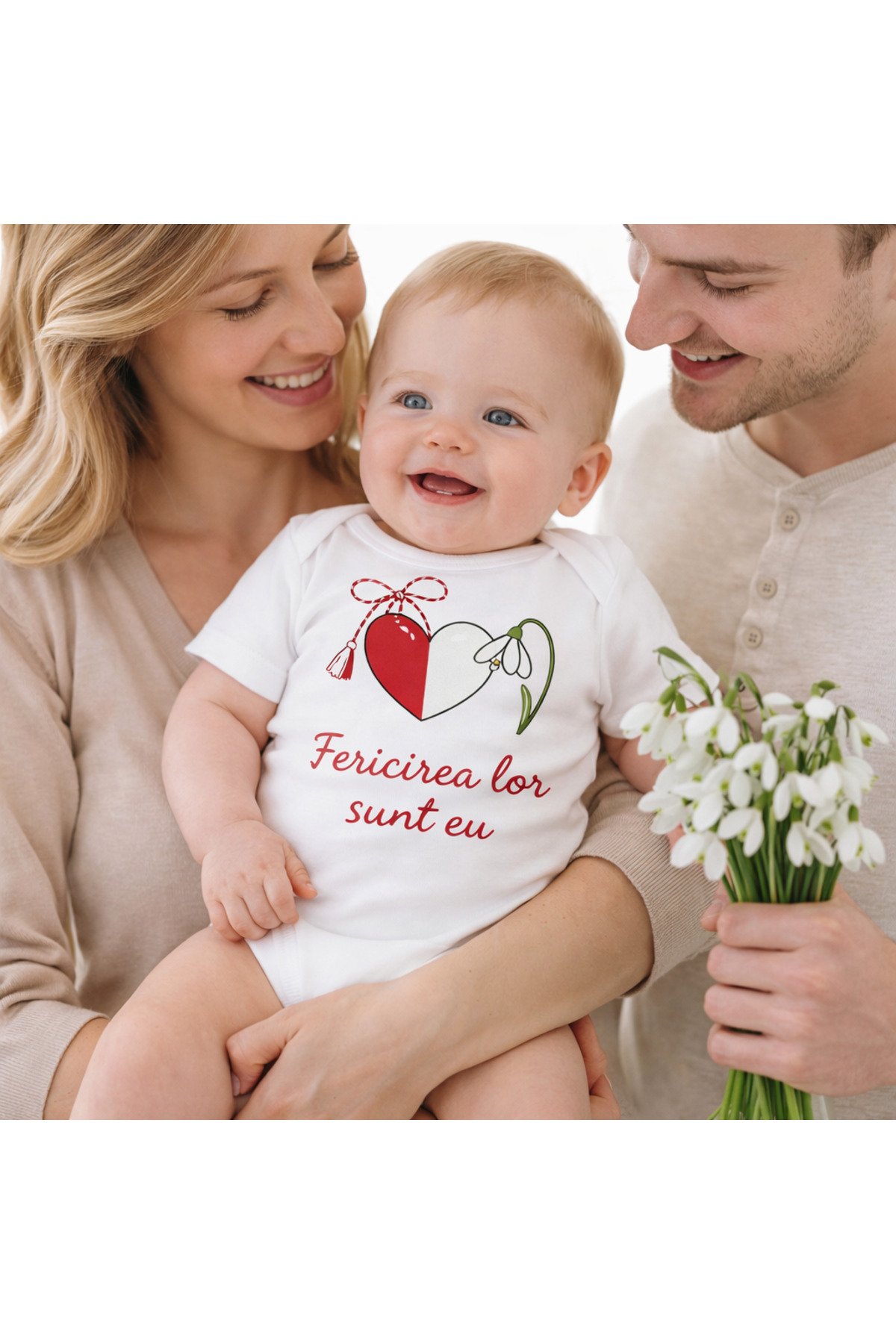 OEM Body bebe alb de Martisor, model unisex,ideal pentru cadou, poze de ...
