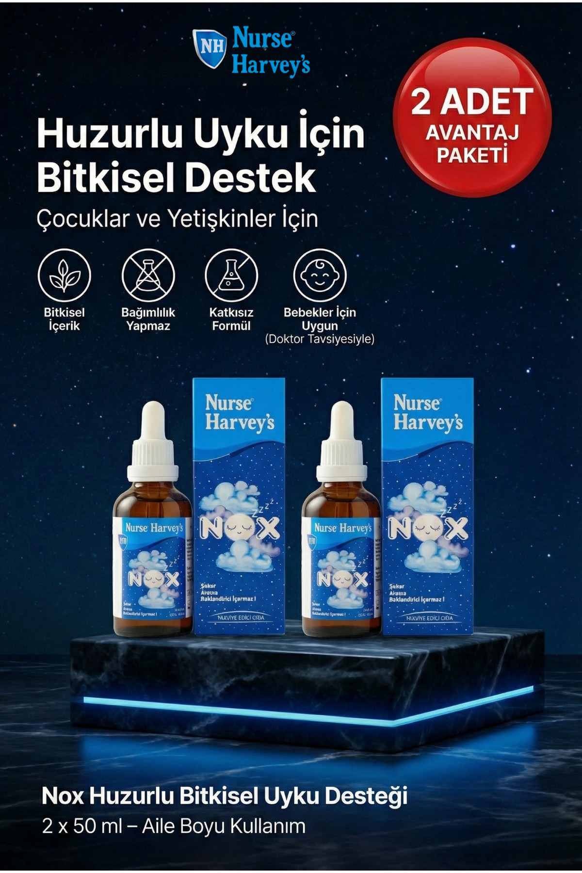 Nurse Harvey's Nox Bitkisel Uyku Damlası 50 ml x 2 Adet - Bebek Çocuk ...