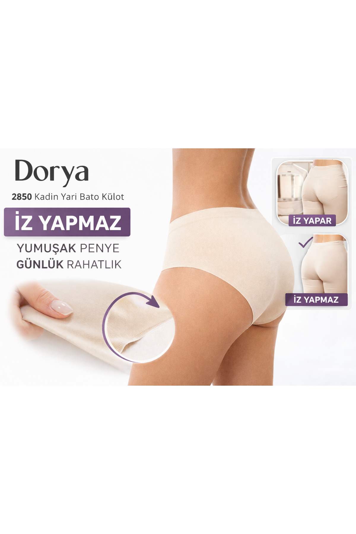 Dorya 2850 Kadın Yarı Bato Külot – İz Yapmaz, Yumuşak Penye, Günlük ...