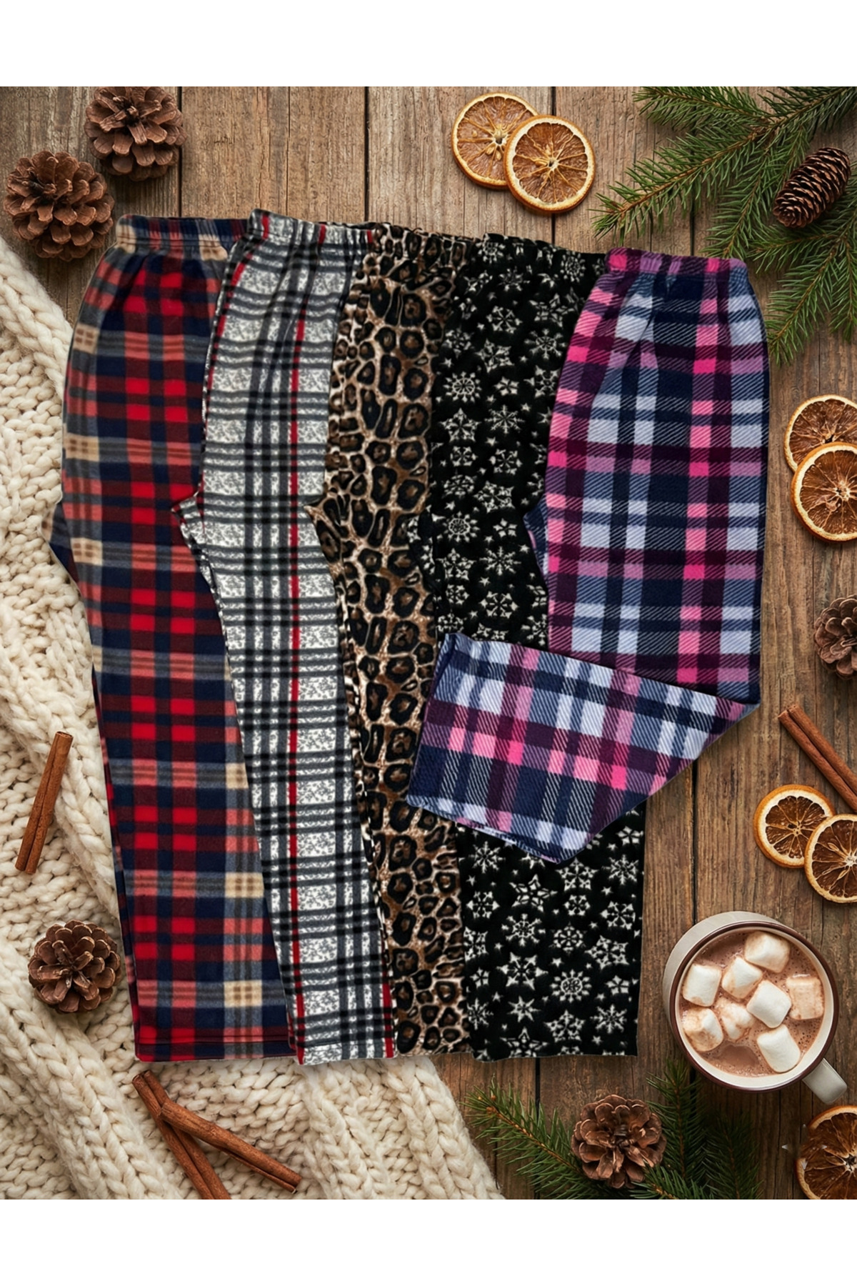 Modaley Giyim مجموعة بيجامات نسائية من الصوف مكونة من 5 قطع - مجموعة ...