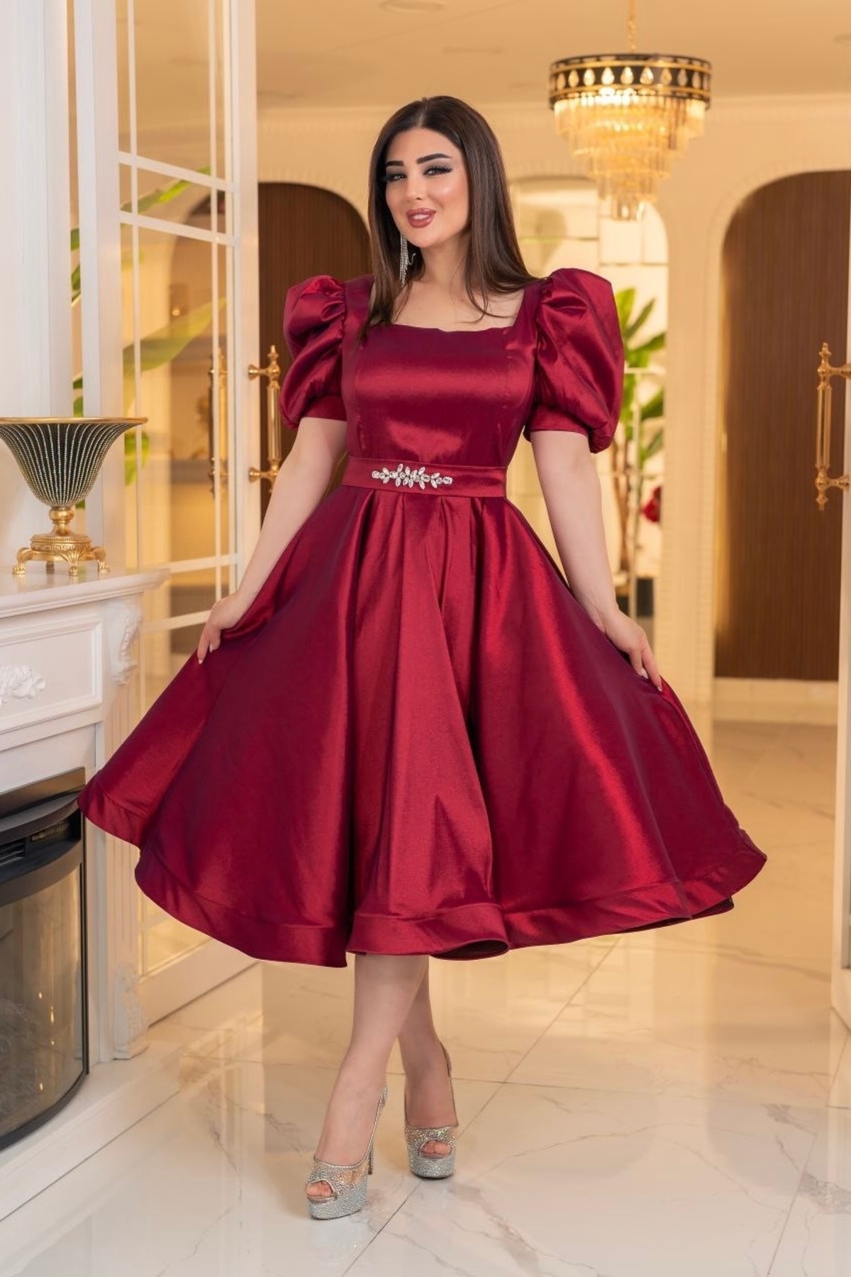 Matik Abiyem Bella Tafta Balon Kol Midi Elbise - Fiyatı, Yorumları