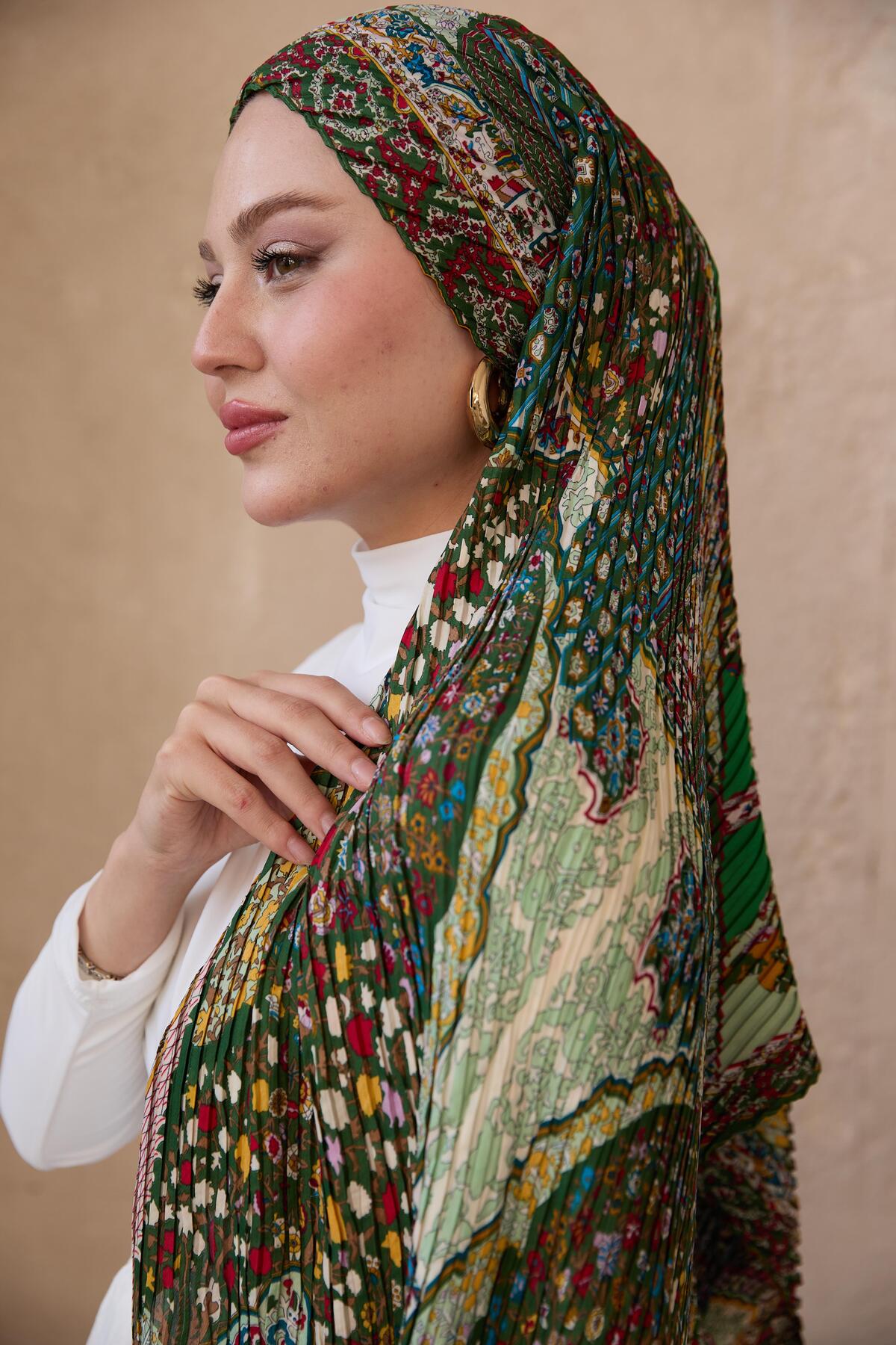 diorel Etnik İpek Saten Şal Haki - Fiyatı, Yorumları