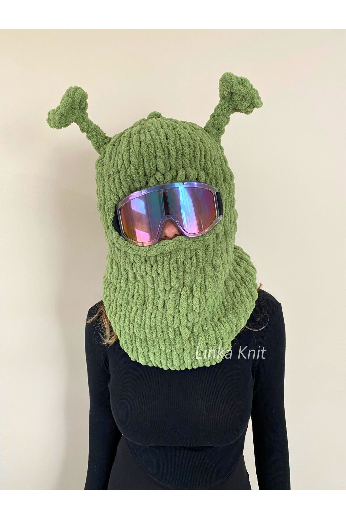 Linka Knit Shrek Snowboard Kask Koruyucu Maske, Soğuktan Koruyan ...