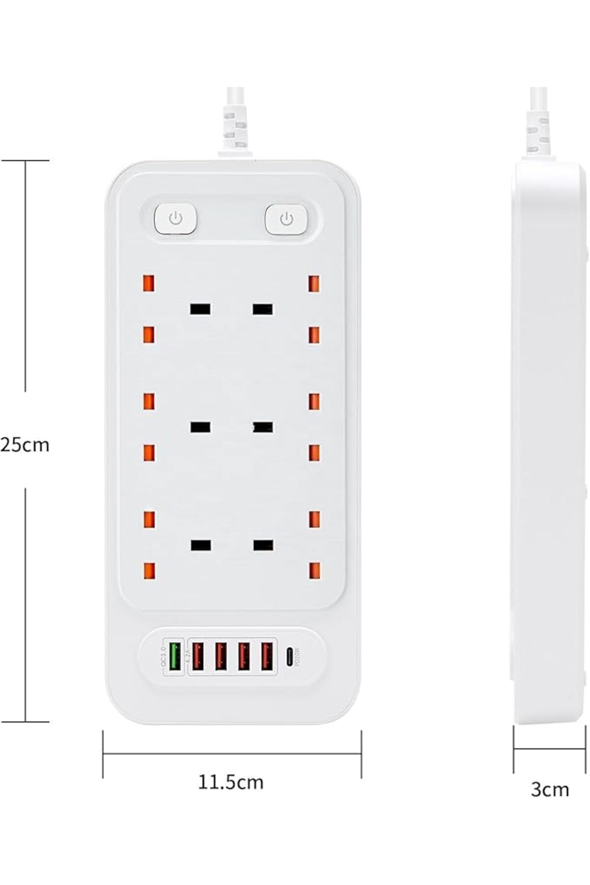 NO BRAND Universal 6-Way Power Outlet Strip with Fast Charging – US ...