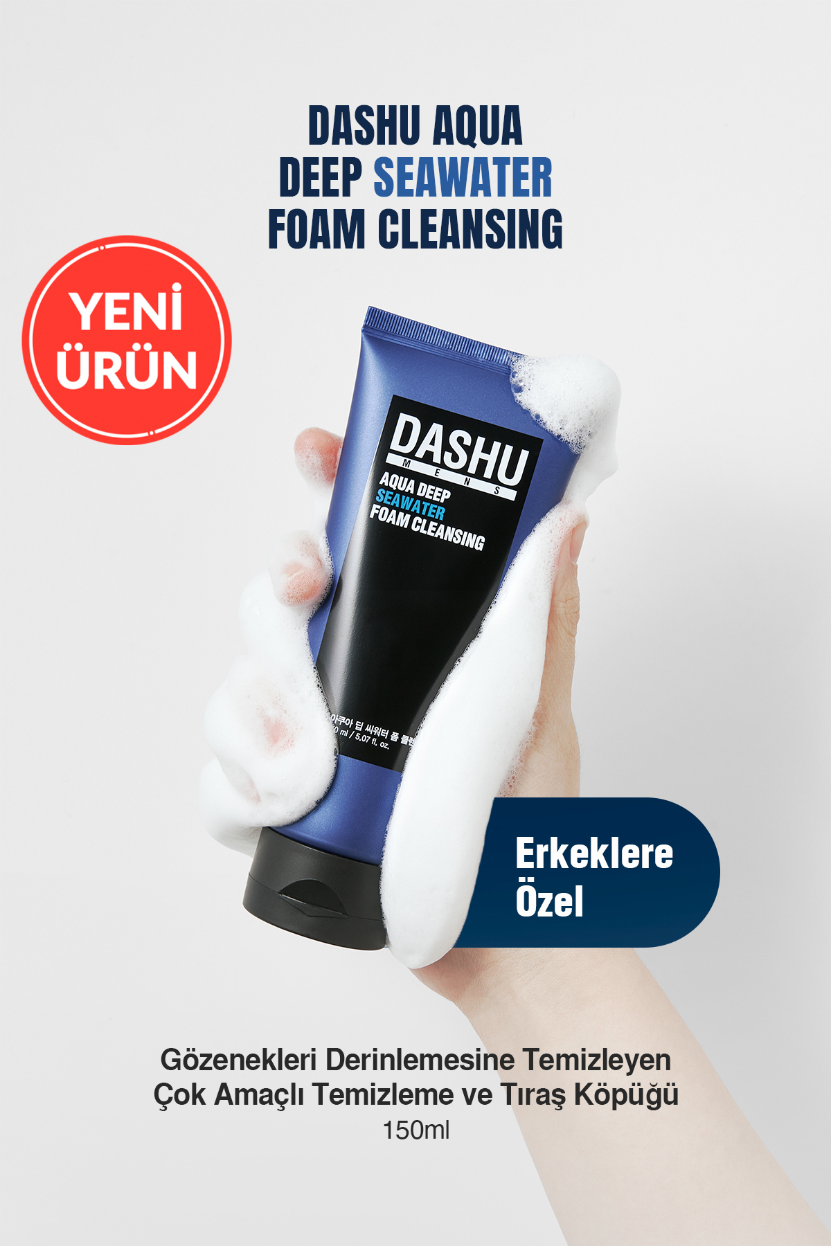 Dashu Çok Amaçlı Temizleme ve Tıraş Köpüğü Mens Aqua Deep Seawater Foam ...