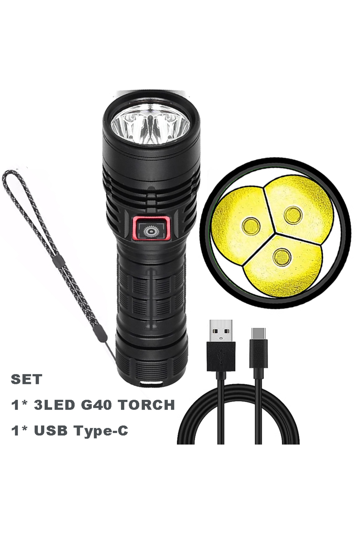 Choice USB Charging Fixed Focus black A G40 TORCH Aluminum alloy ...