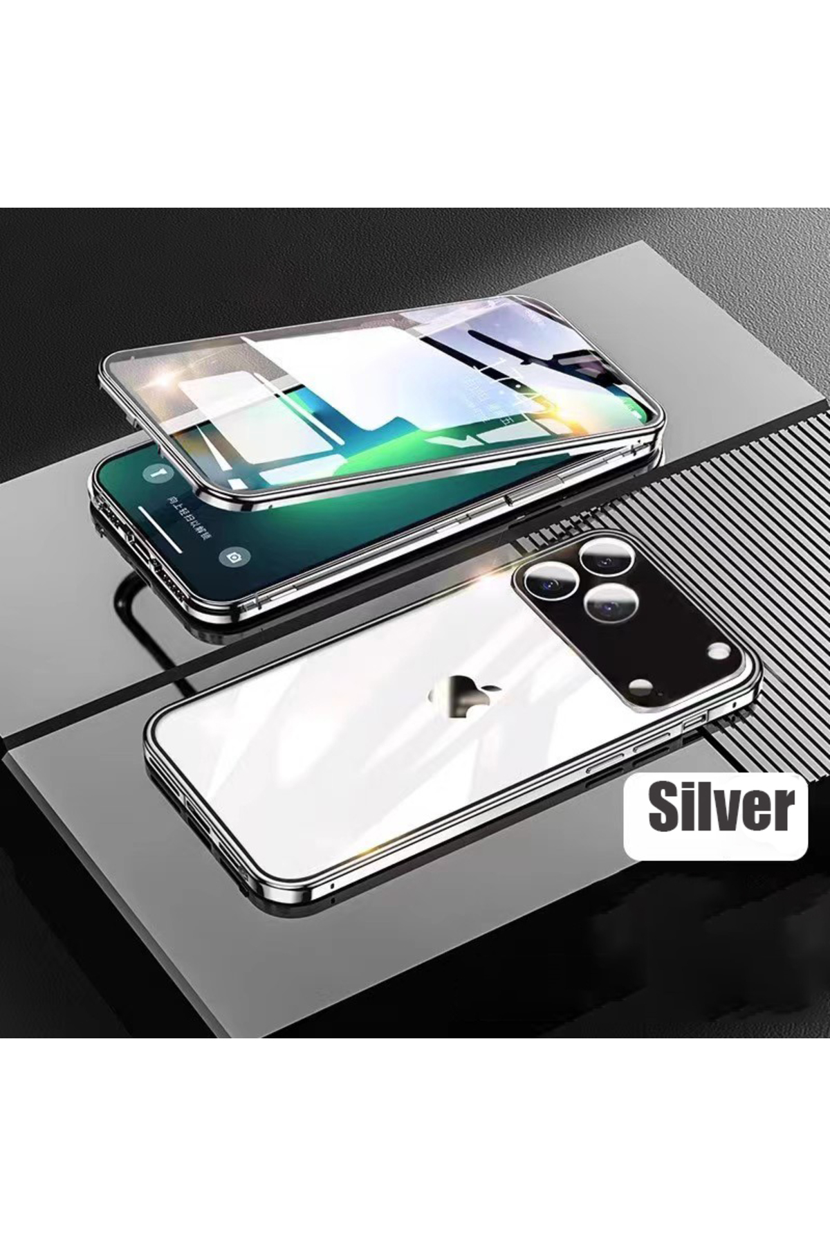Choice iPhone17 Pro Max Silver 360 ° Full Protection Metal Magnetic ...