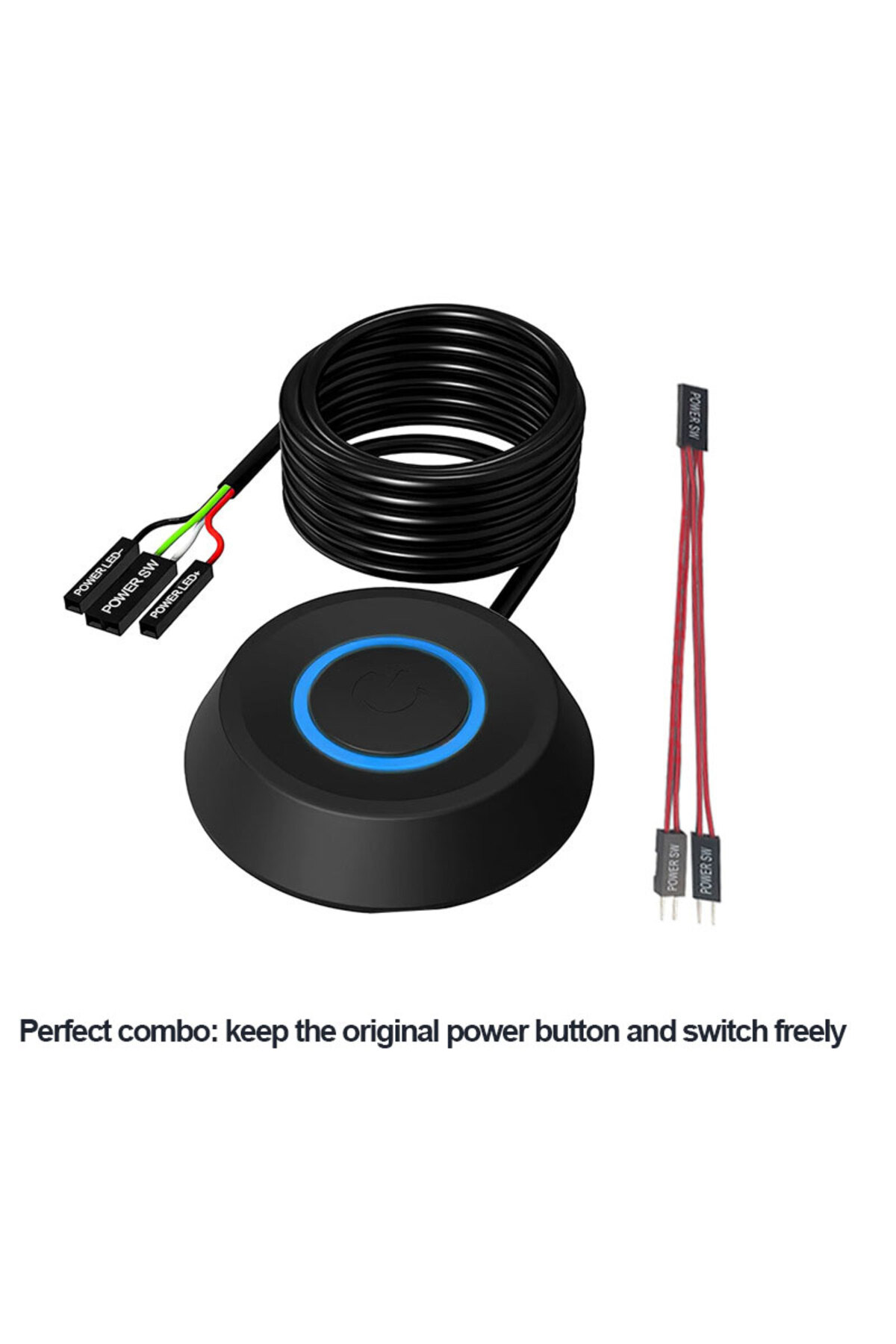 Choice 1.8m Style B Black 2 in 1 Computer Desktop Switch 1.8M LED PC ...