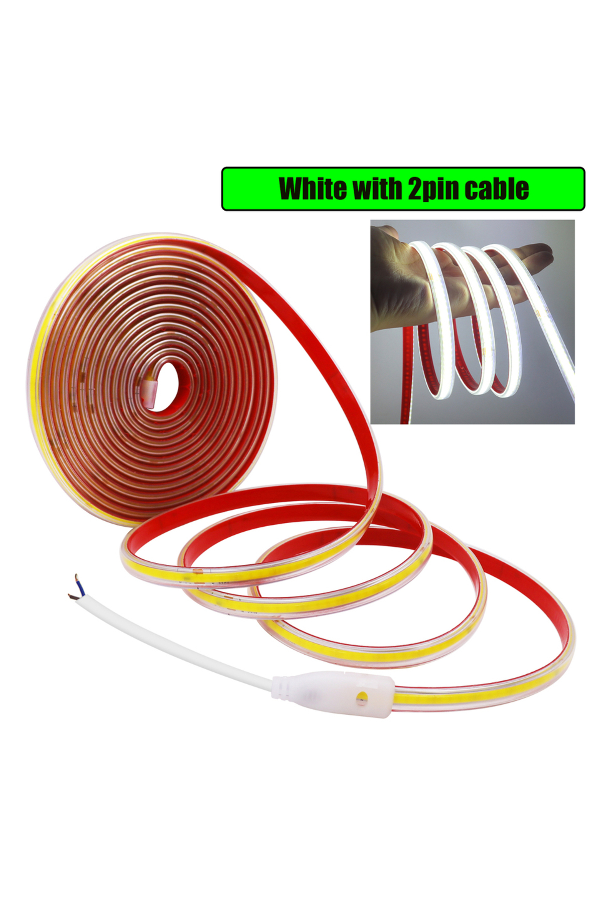 Choice 40m AC 220V White With 2PIN AC 220V COB Strip IP65 Waterproof ...